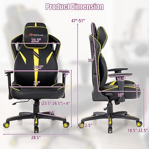 Goplus Gaming Chair, 360°Swivel Height Adjustable Computer Gamer Chair ...