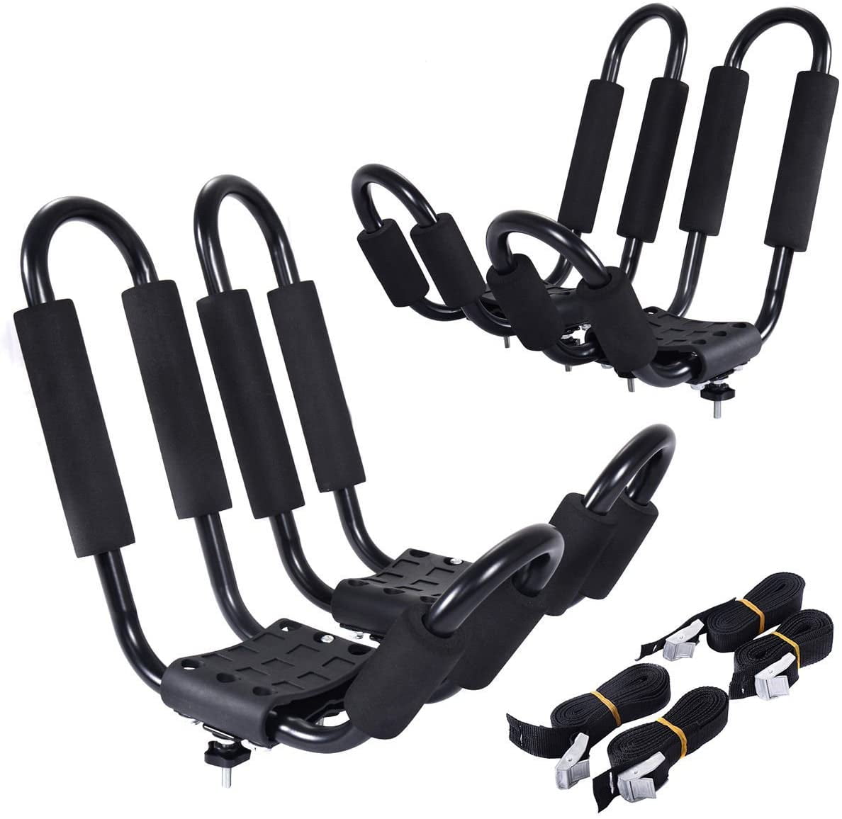 Goplus Kayak Carrier Universal 2 Pair J- Shape Rack Canoe Boat Surf Ski ...