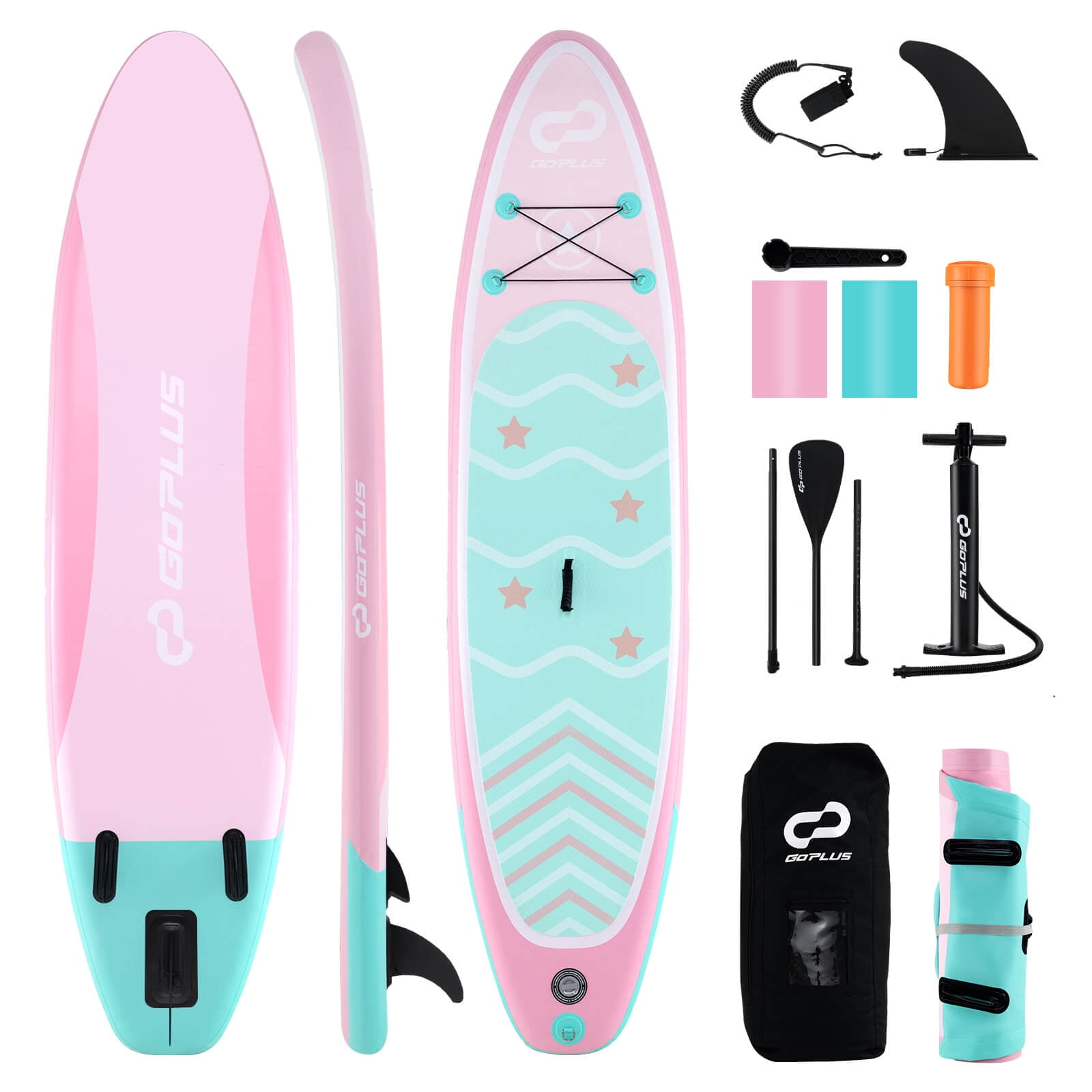 Goplus Large Inflatable SUP Board, Portable Paddle Board with 5D rings ...
