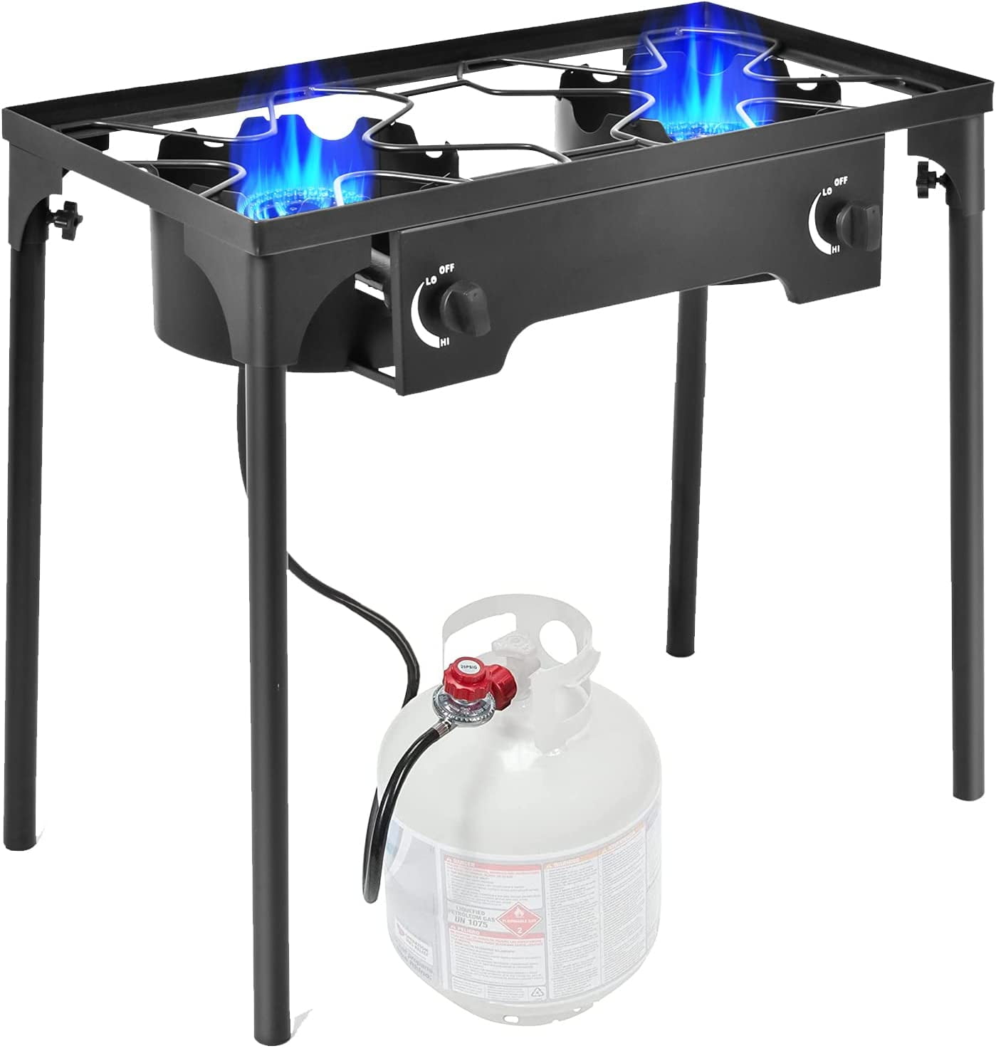 Goplus Outdoor Camping Stove, Dual Burner Propane Gas Cooker w ...
