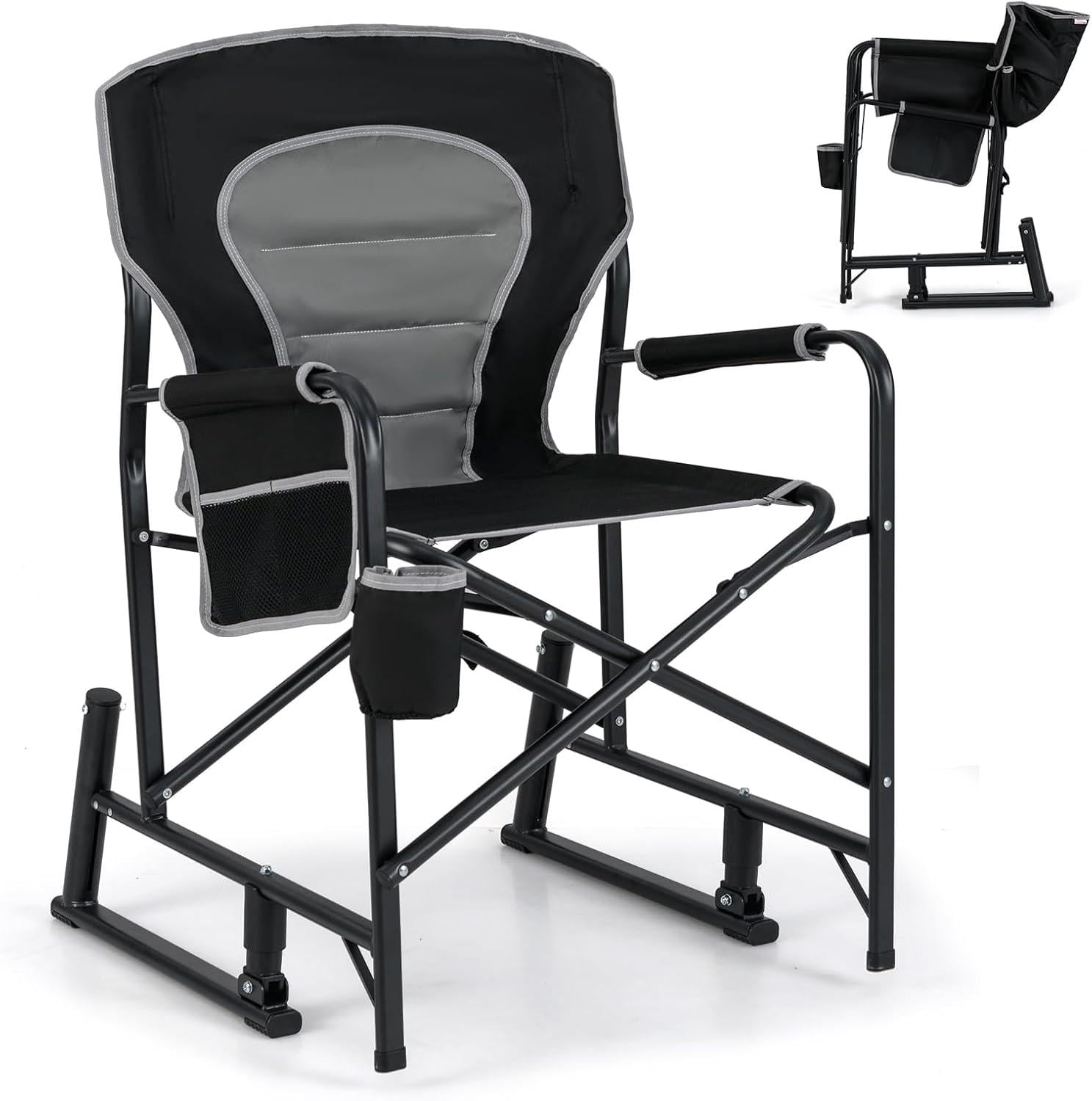 Goplus Outdoor Rocker Camping Chairs for Adults, Portable Folding Chair ...