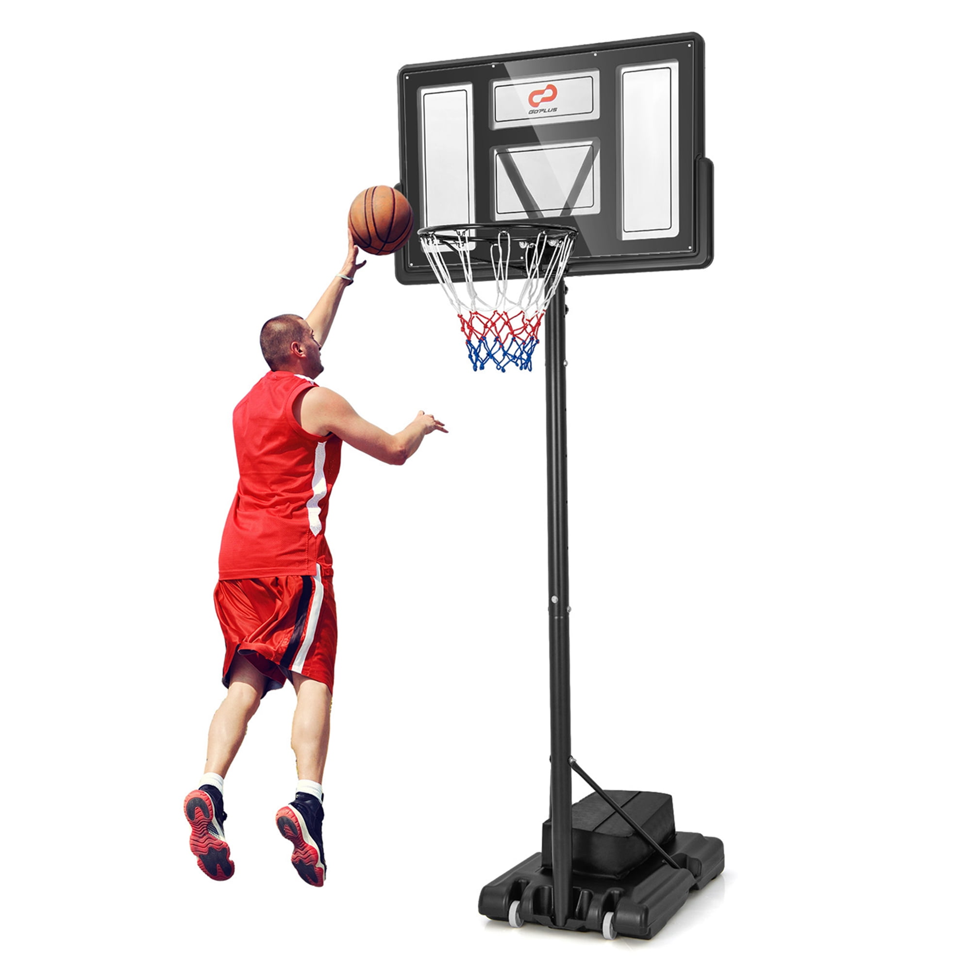 Goplus Portable Basketball Hoop 11-Level Height Adjustable Basketball ...