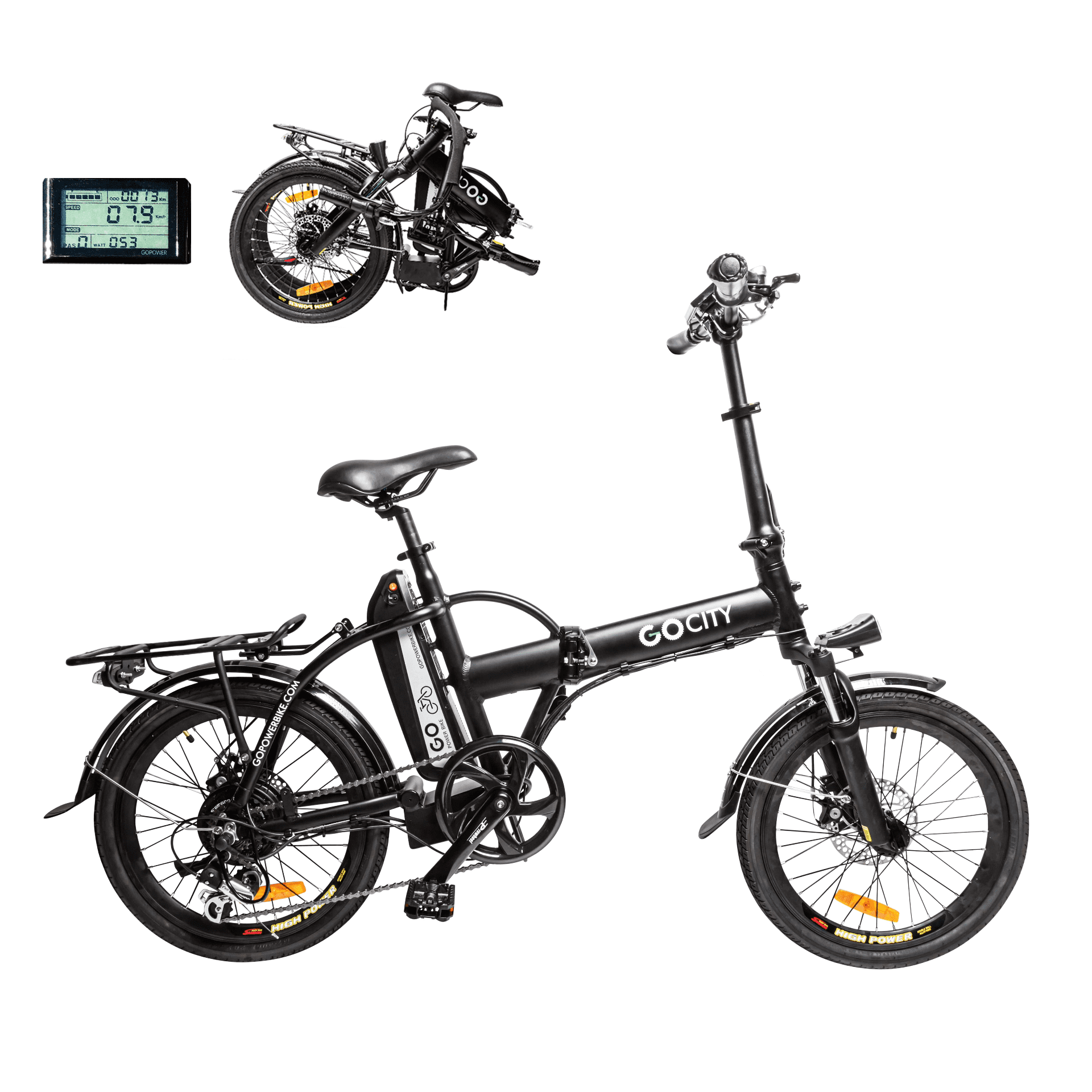 GoPower GoCity 500W Foldable E-Bike for Adults, 36 Miles Range, 20 MPH ...