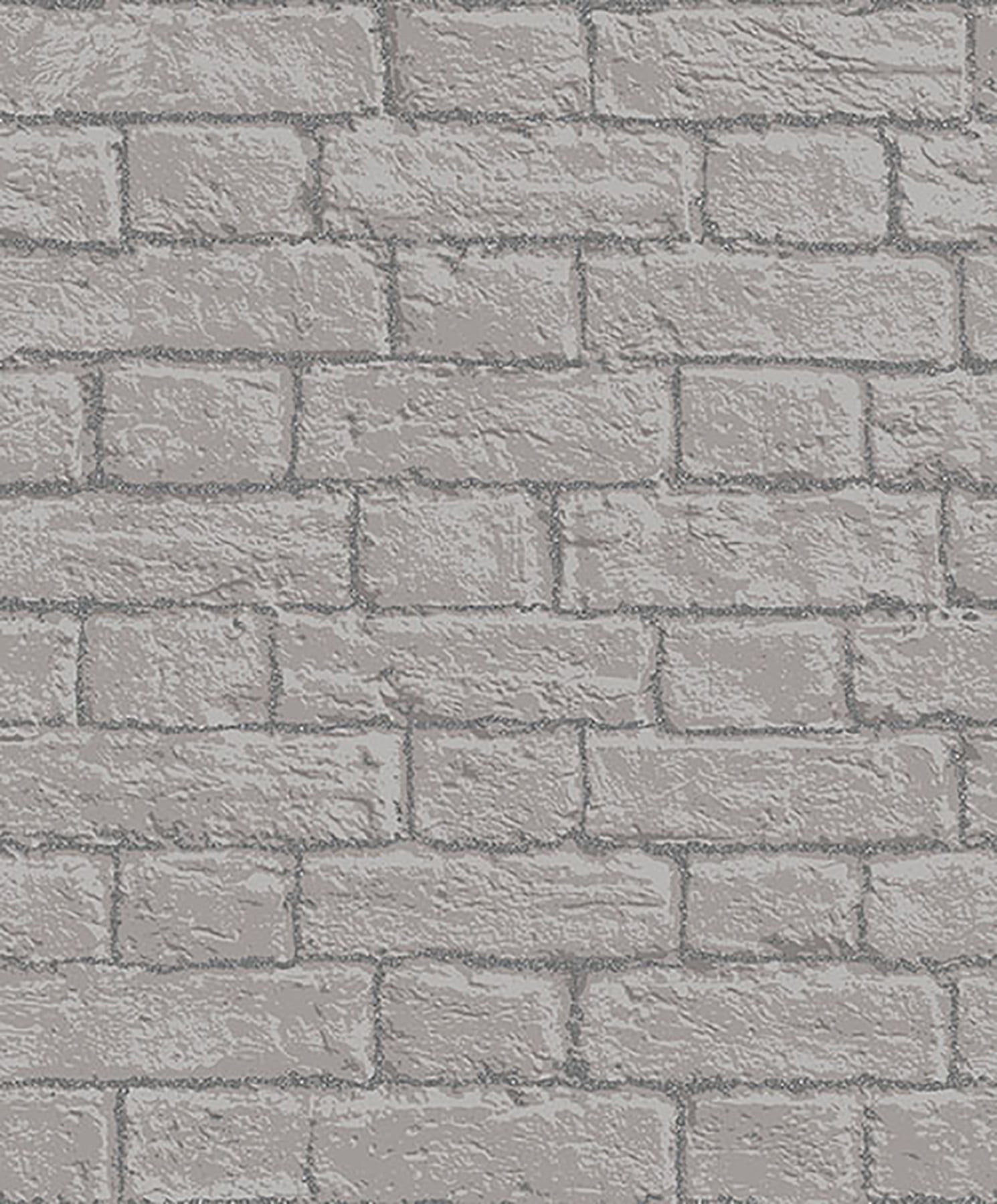 Gordan Grey Painted Metallic Brick Wallpaper, 20.5-in by 33-ft, 56.4 sq ...