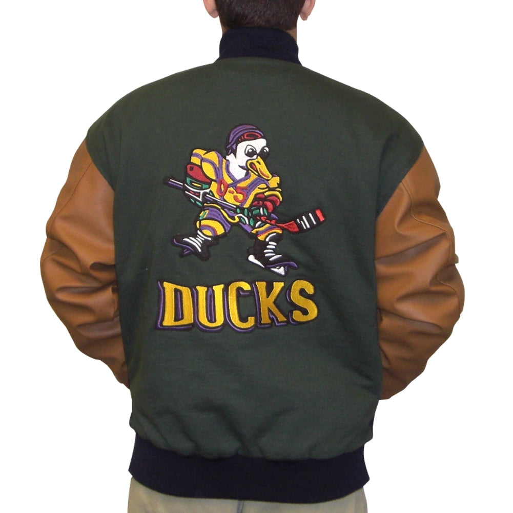 Gordon Bombay Ducks Varsity Jacket with Embroidered Logo and Faux ...
