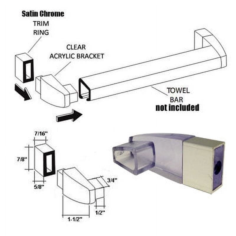 Gordon Glass® Clear Acrylic Towel Bar Brackets with Satin Chrome Sleeve ...