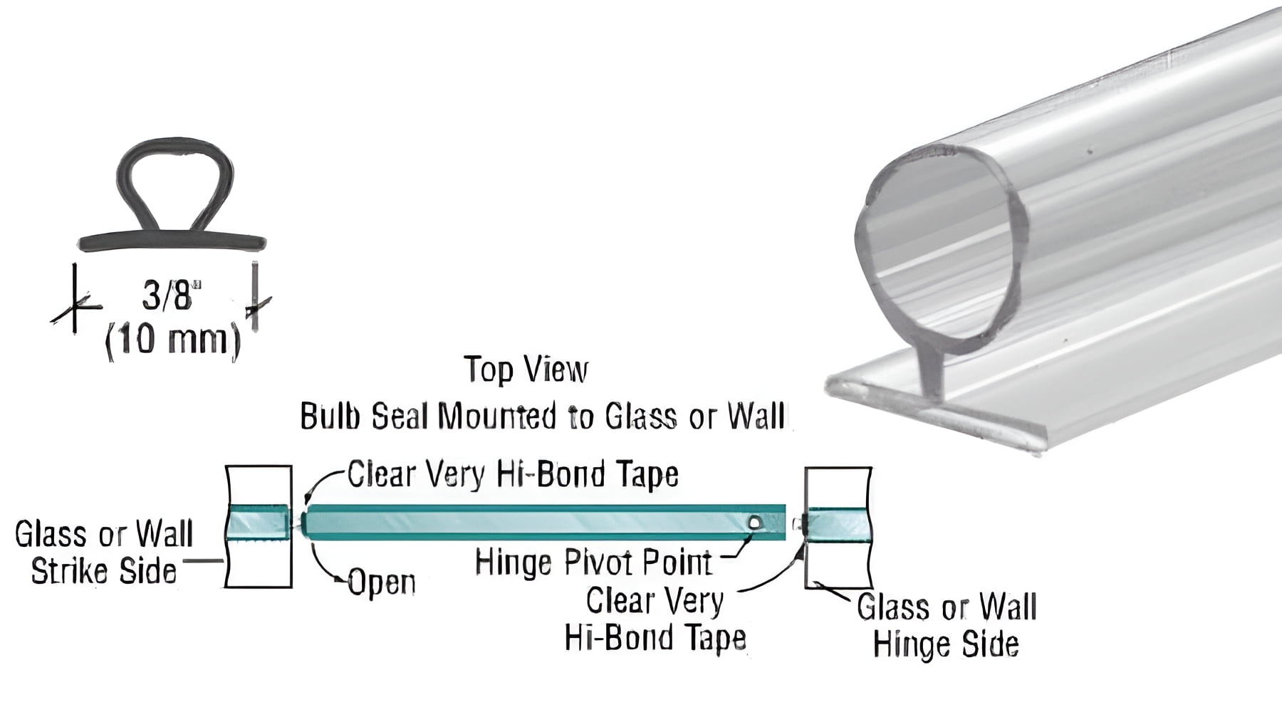 Gordon Glass Co. Easy Installation Large Translucent Vinyl Bulb Seal ...