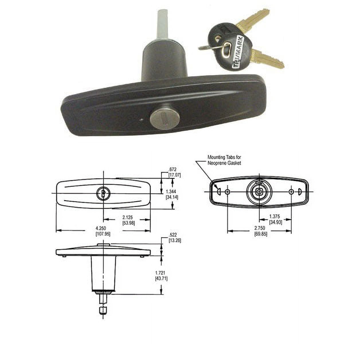 Gordon Glass® Tri-Mark Flush Mounted Pop Up T-Handle 1-7/8" Unthreaded ...