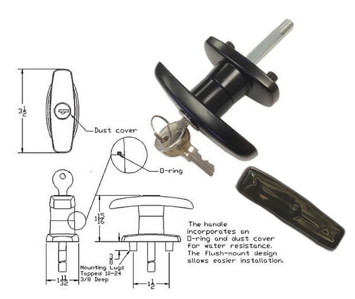 Gordon Glass® Truck Cap T-Handle for Statewide Cap Doors with Dust ...