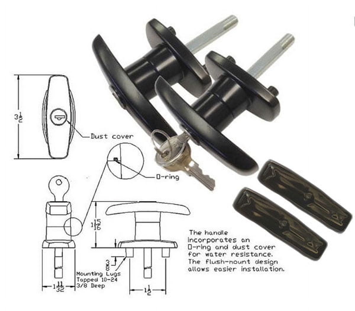 Gordon Glass® Truck Cap T-Handles for Statewide Cap Doors with Dust ...