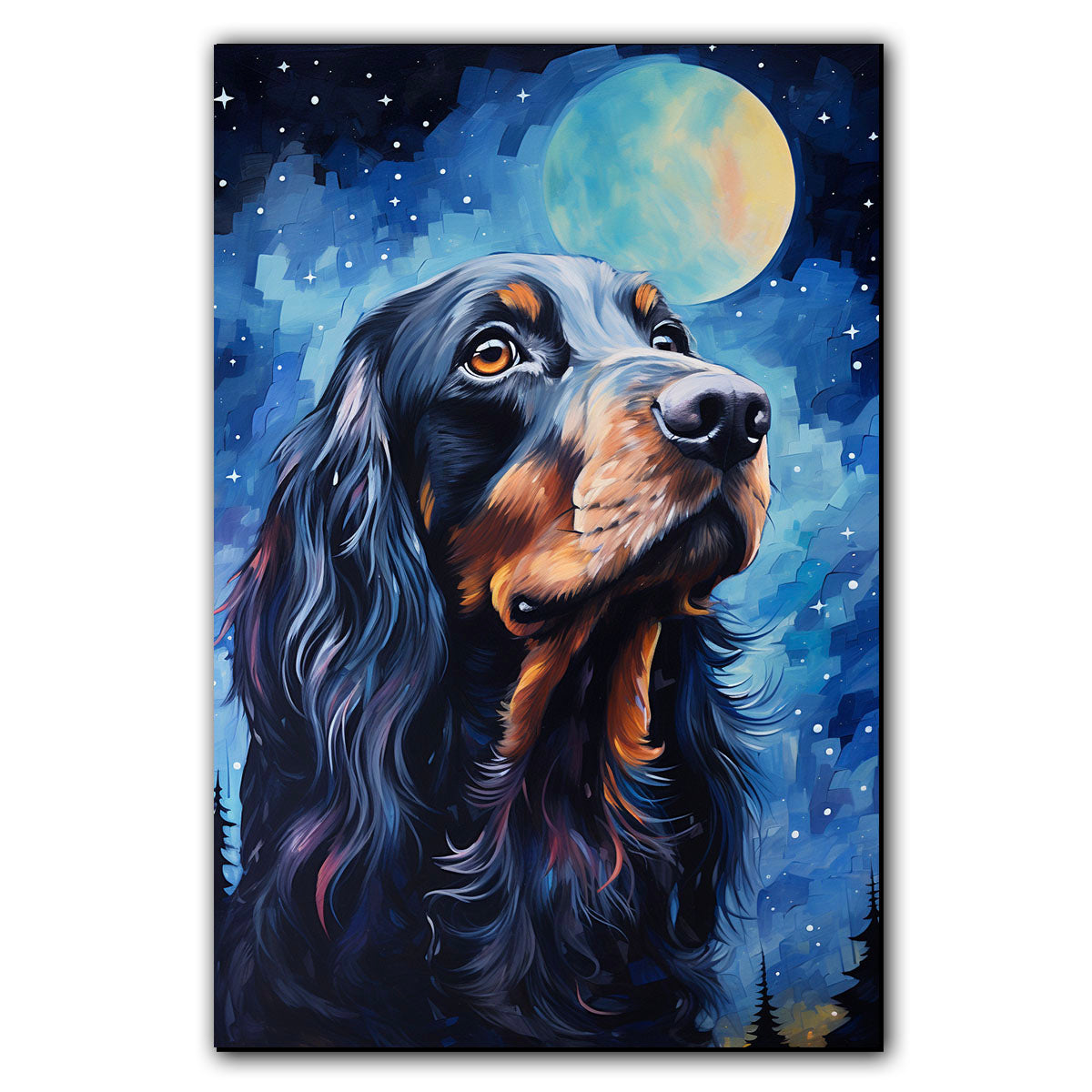 Gordon Setter Art Starry Night Canvas Print of Van Gogh Oil Paintings ...