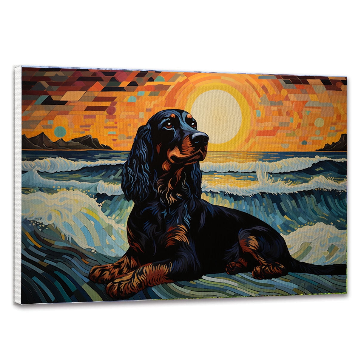 Gordon Setter Dog Art Canvas Prints Wall Art Ocean Beach Picture ...