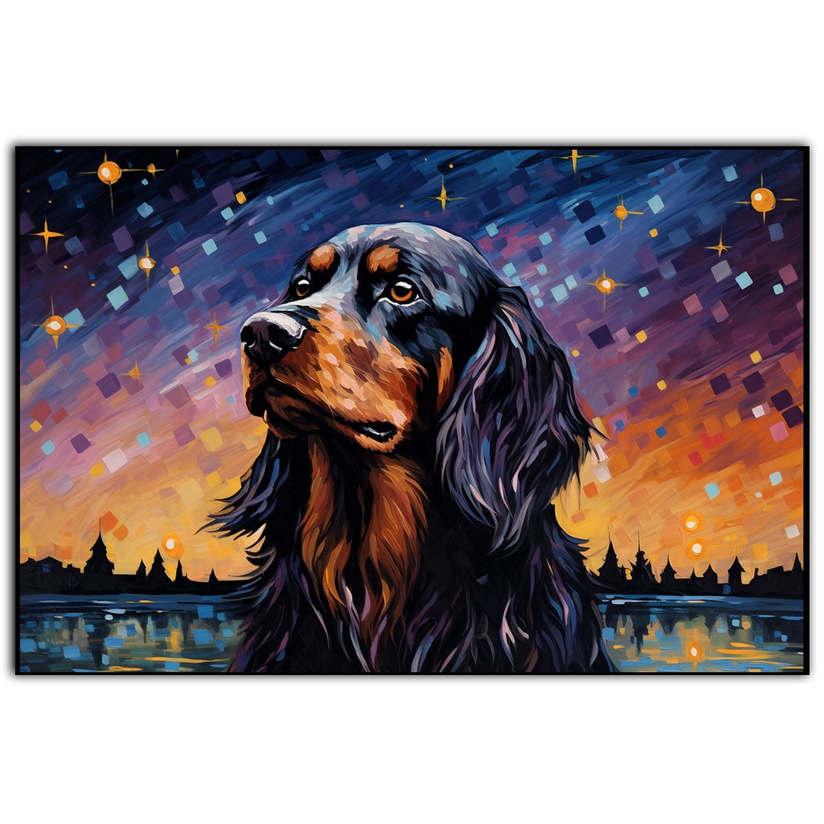 Gordon Setter Dog Canvas Prints of Starry Night Paintings Wall Decor ...