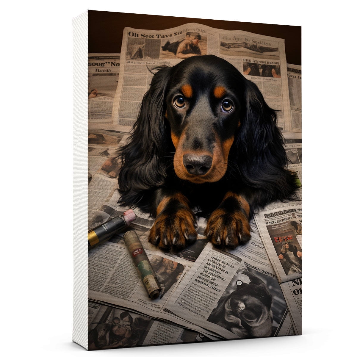 Gordon Setter Dog Read Newspapers Sitting Poster Prints on Canvas ...