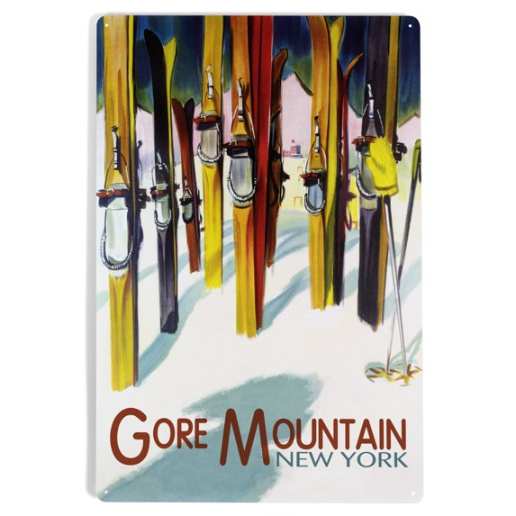 Gore Mountain, New York, Colorful Skis (12x18 Aluminum Art, Indoor ...