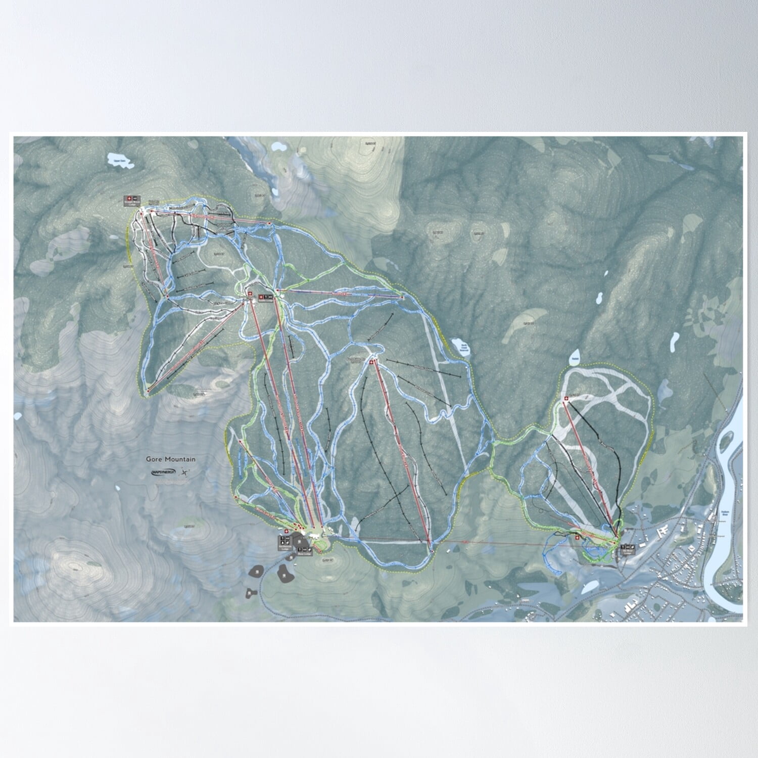 Gore Mountain Resort Trail Map Poster Wall Art, Modern Wall Decor, 8x12 ...