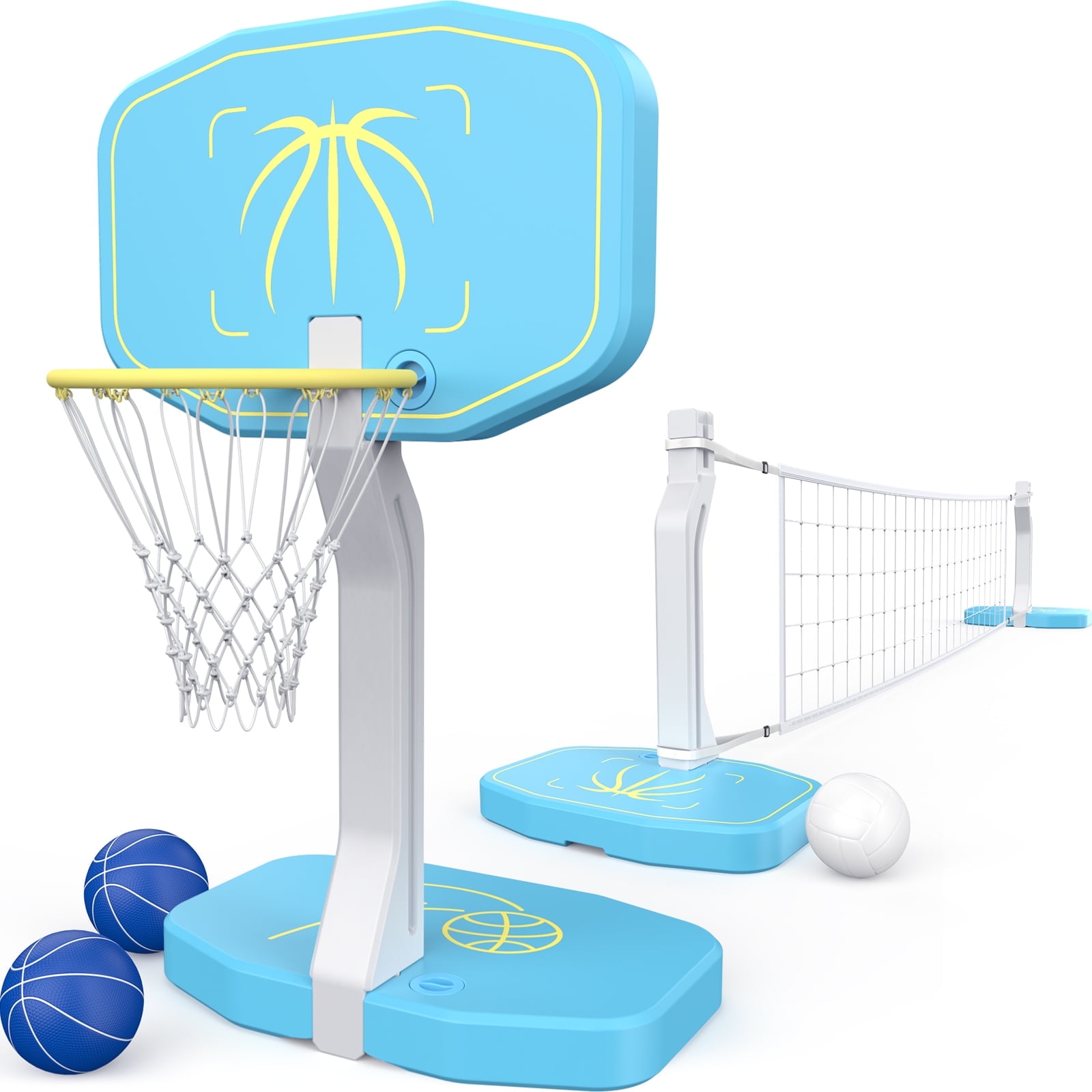 Goregent Pool Basketball Hoop or Pool Volleyball Net, 2 in 1 Stainless ...