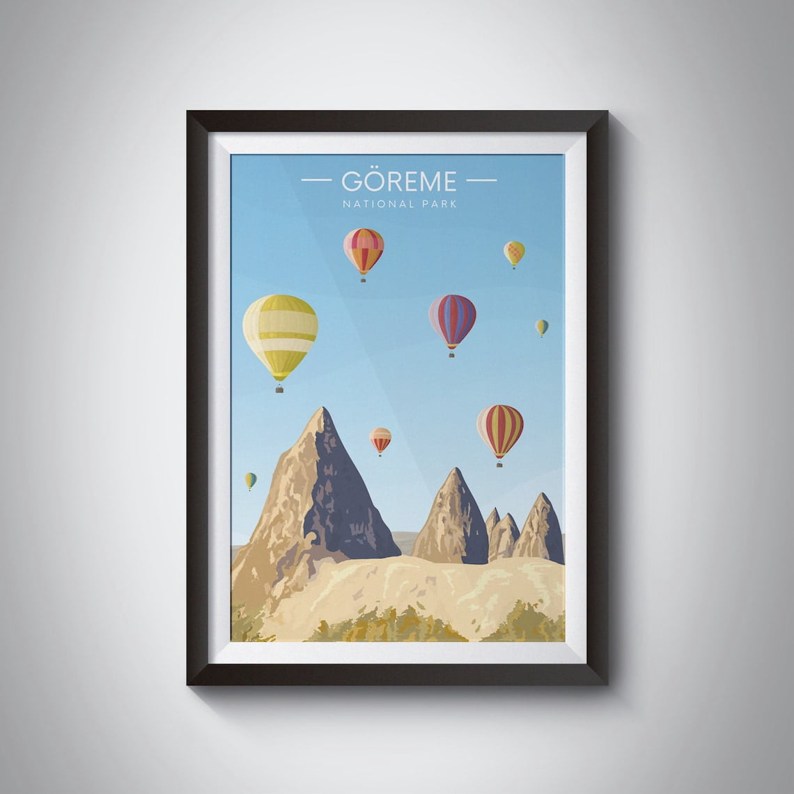 Goreme National Park Poster, Turkey Travel Print, Hot Air Balloons ...