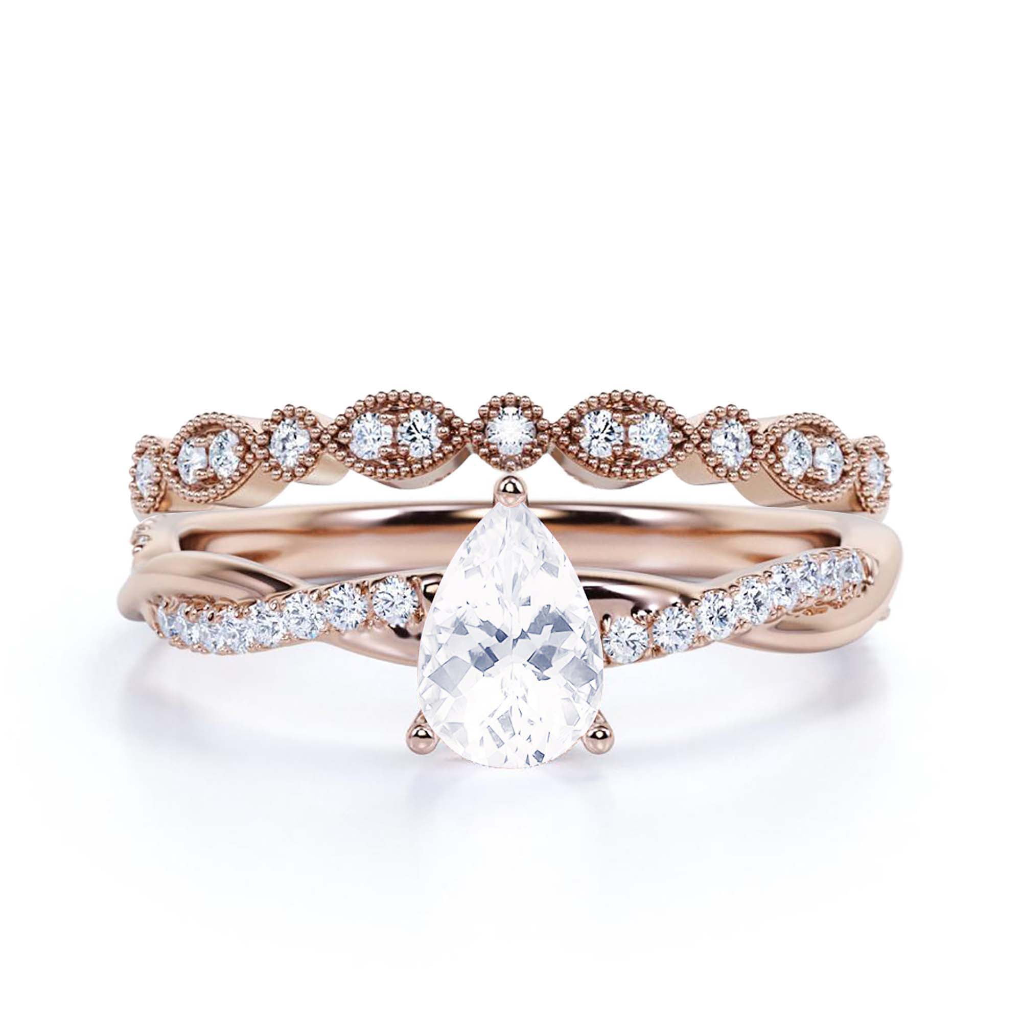 Gorgeous Art Deco 1.75 Carat Pear Cut Diamond Moissanite Engagement ...