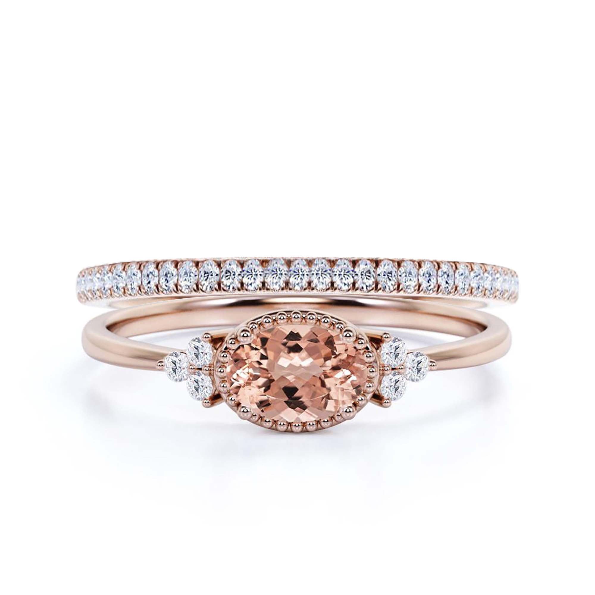 Gorgeous Art Nouvea 1.90 Carat Oval Cut Morganite And Diamond ...