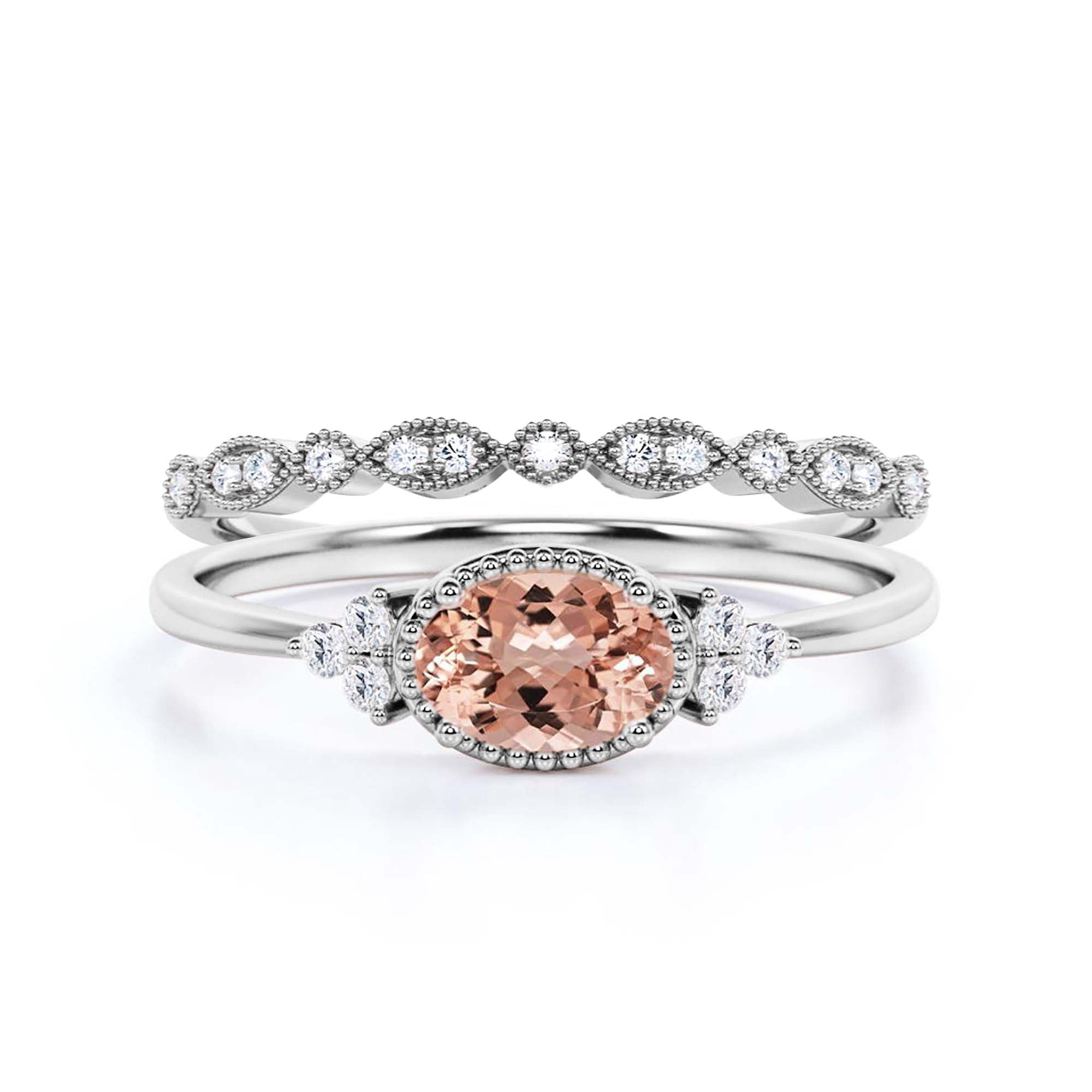 Gorgeous Art nouvea 1.90 Carat Oval Cut Morganite And Diamond ...