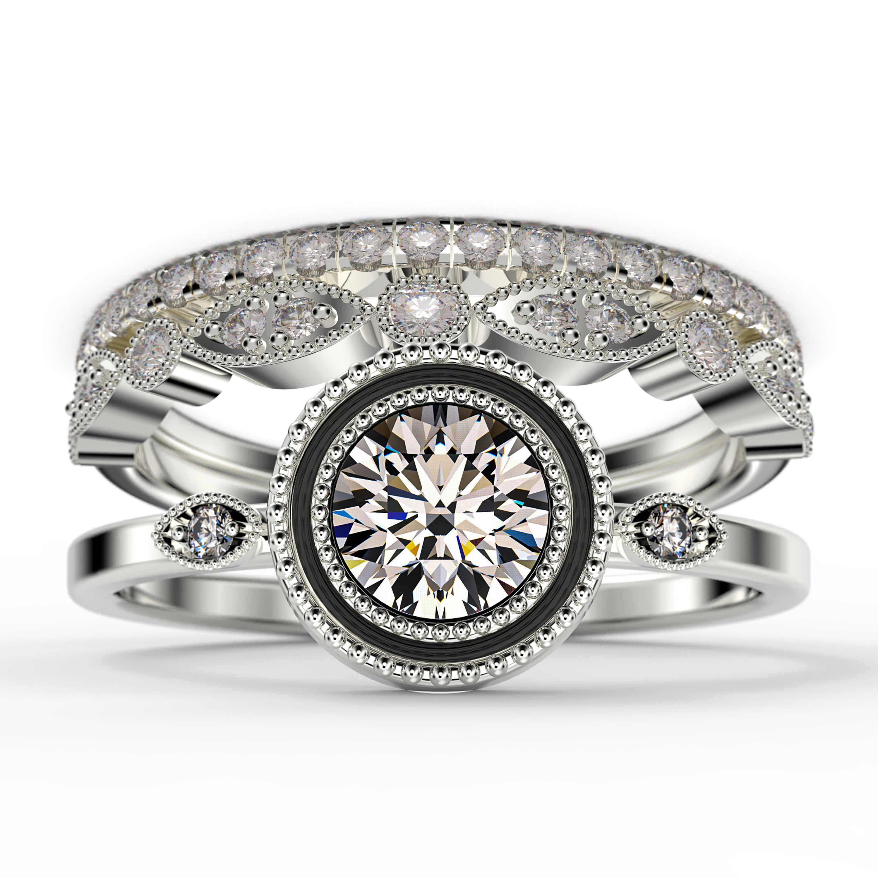 Gorgeous Art nouvea 2.10 Carat Round Cut Diamond Moissanite Engagement ...