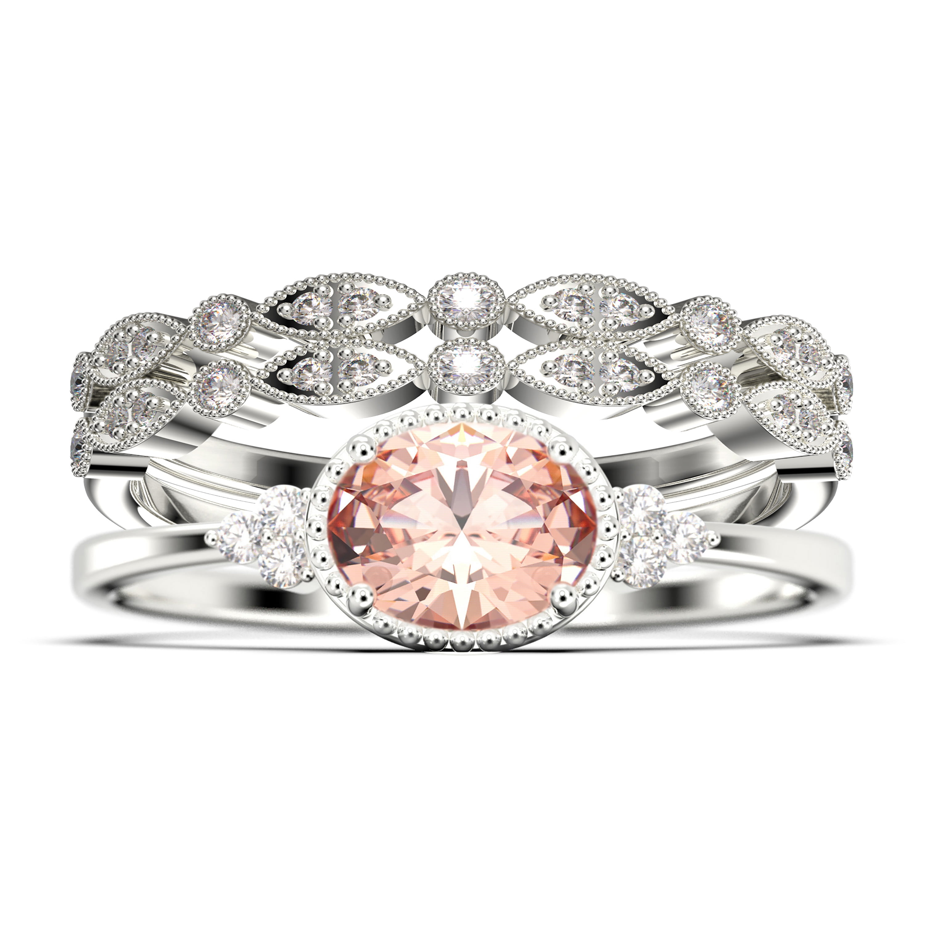 Gorgeous Art nouvea 2.40 Carat Oval Cut Morganite And Diamond ...