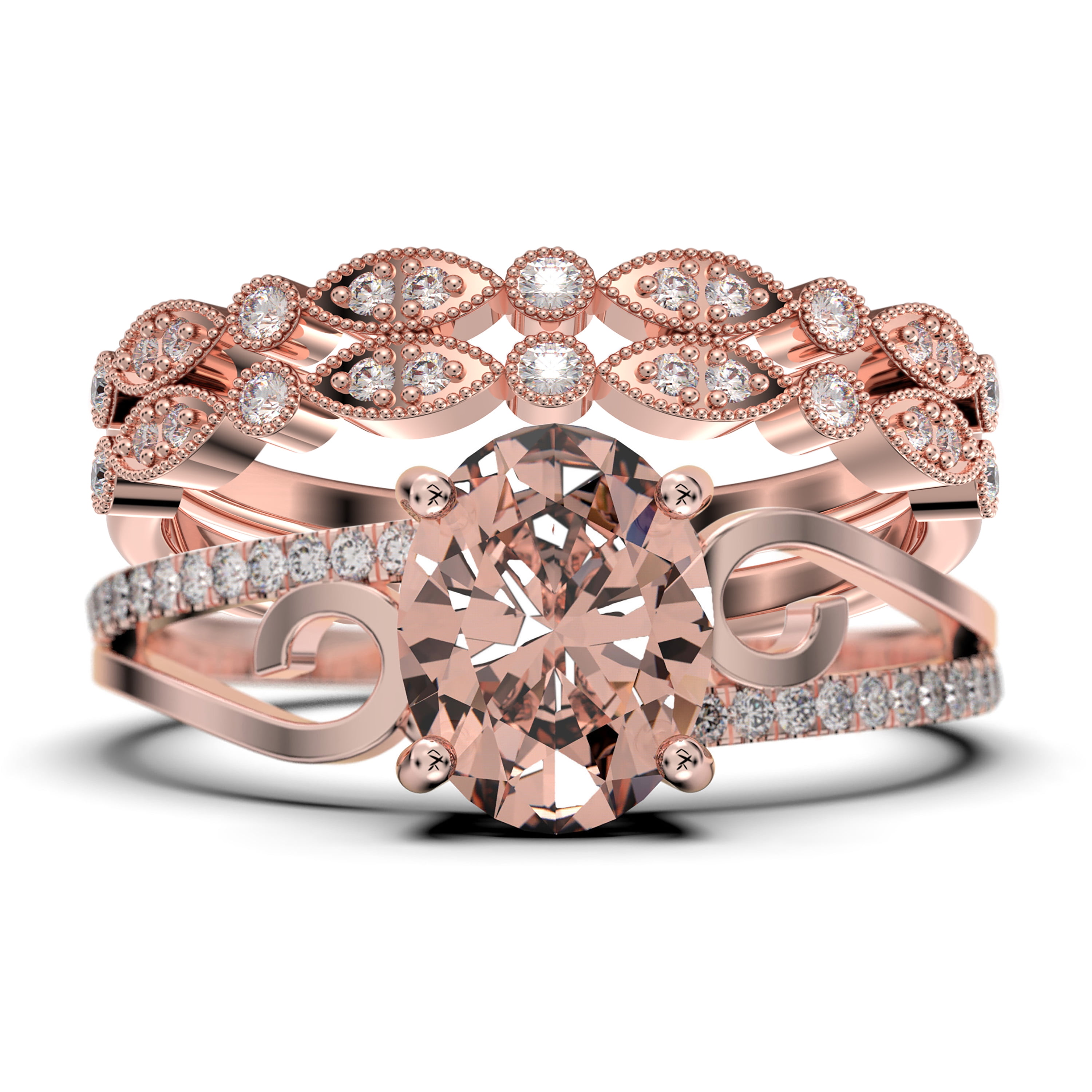 Gorgeous Art nouvea 2.50 Carat Oval Cut Morganite And Diamond ...