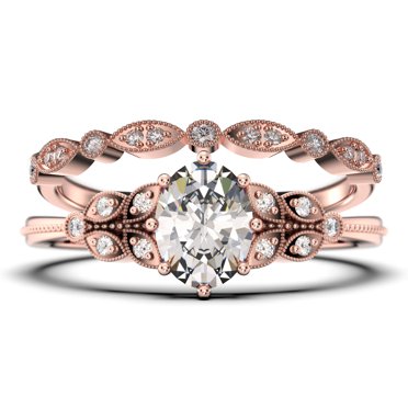 Vintage Look Boho & hippie 1.75 Carat Round Cut Diamond Moissanite Engagement Ring, Wedding Ring ...