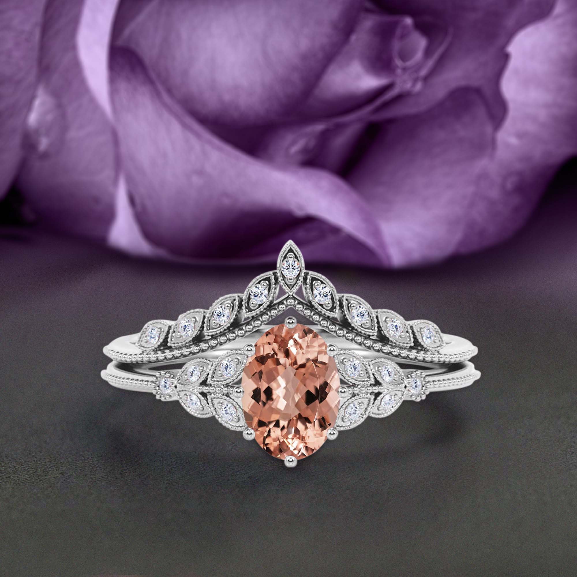 Gorgeous Boho & hippie 2.00 Carat Oval Cut Vintage Look Morganite And ...