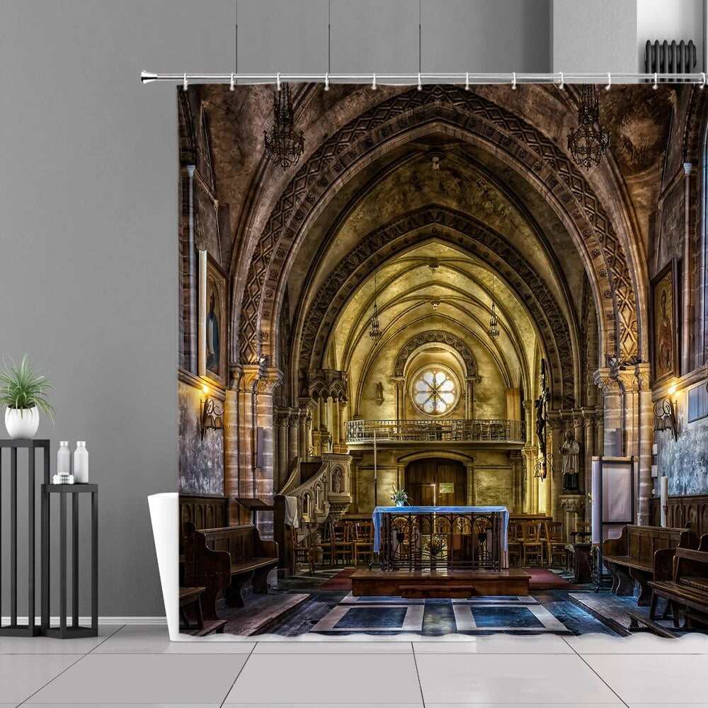 Gorgeous Church Building Shower Curtain European Classical Architecture ...