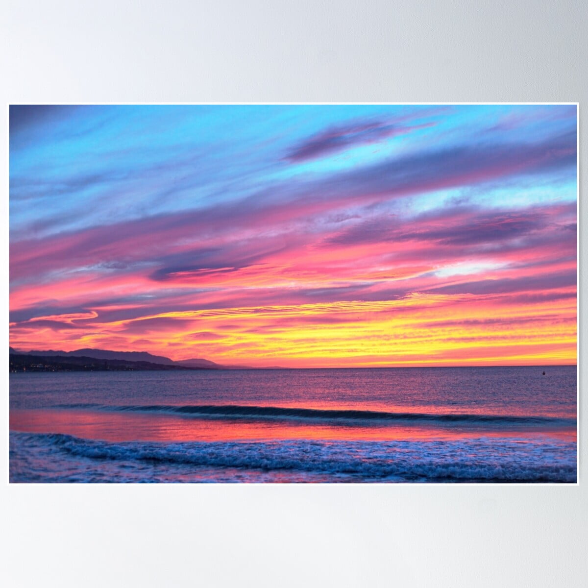 Gorgeous Cotton Candy Beach Sunset Poster Wall Art, Modern Wall Decor ...