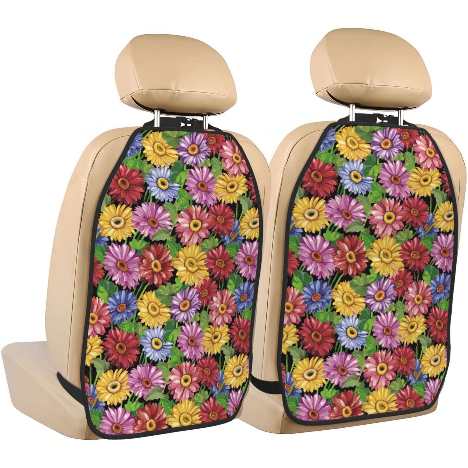 Gorgeous Daisies Flowers Backseat Car Organizer, 2 Pack Kick Mats Back ...