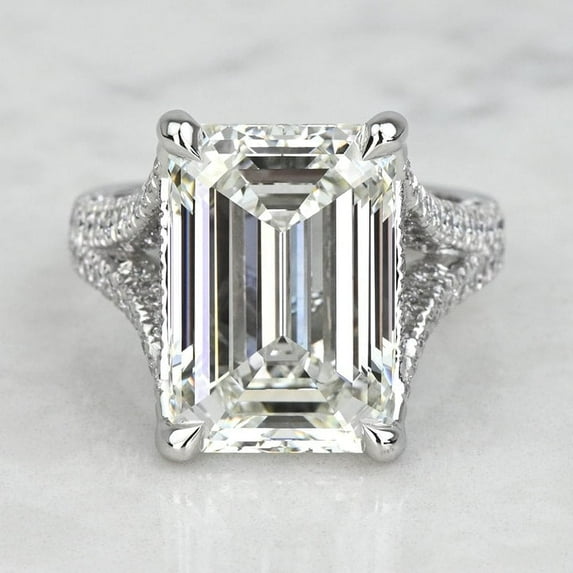 Gorgeous Engagement Ring, 14K White Gold Plated, Split Shank Pave ...