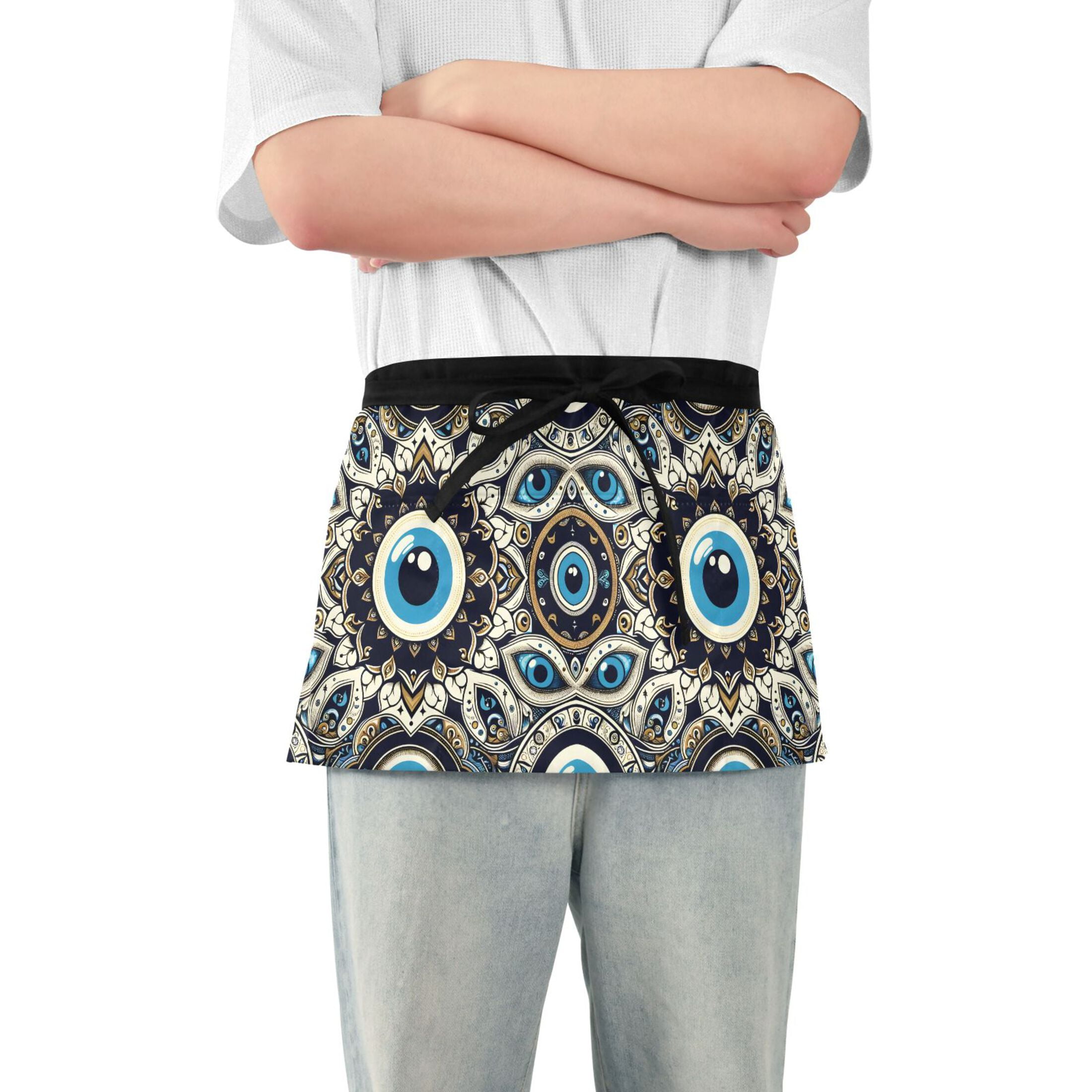 Gorgeous Eyeballs Server Apron with 3 Pockets Waterproof Waitress Waist ...