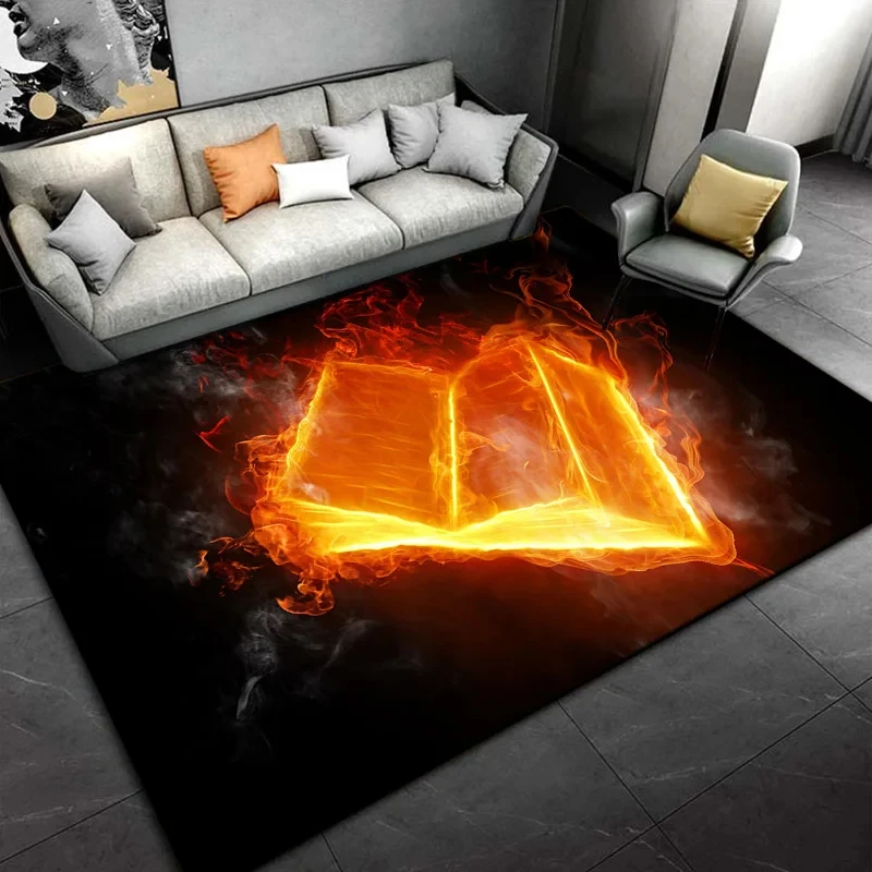 Gorgeous Flame Pattern Carpet Fire Art Rug for Living Room Bedroom Area ...