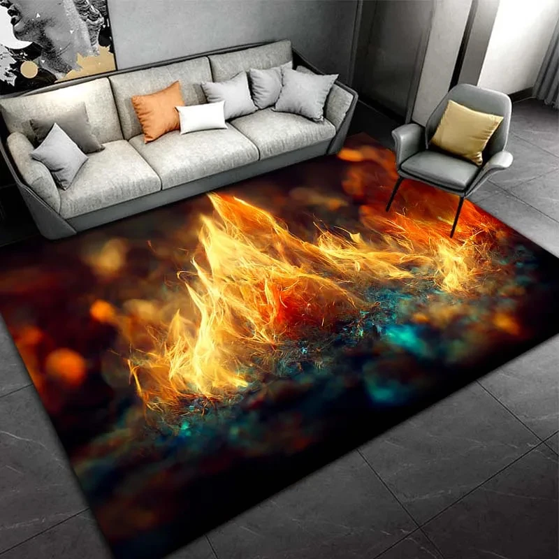 Gorgeous Flame Pattern Carpet Fire Art Rug for Living Room Bedroom Area ...
