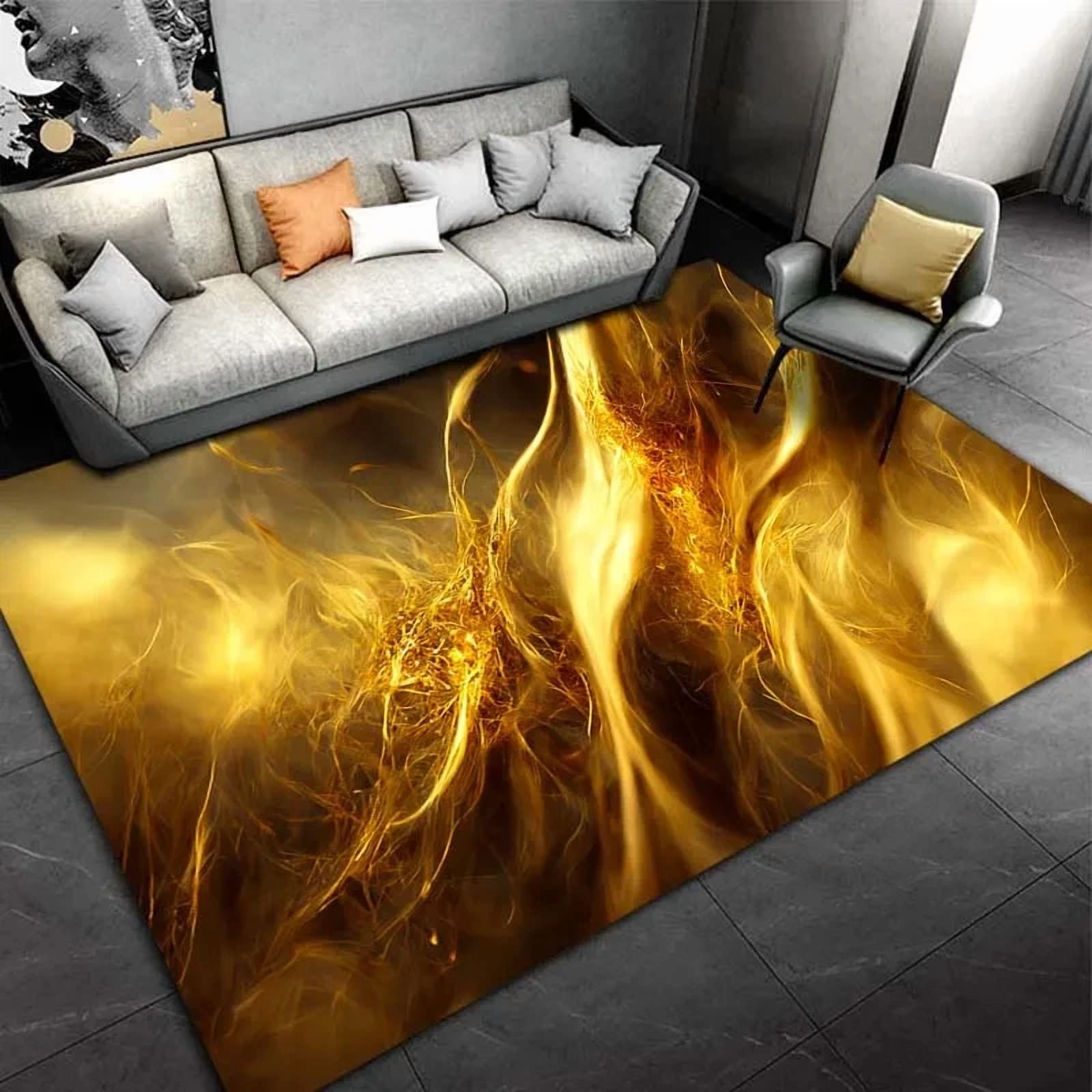 Gorgeous Flame Pattern Carpet Fire Art Rug for Living Room Bedroom Area ...