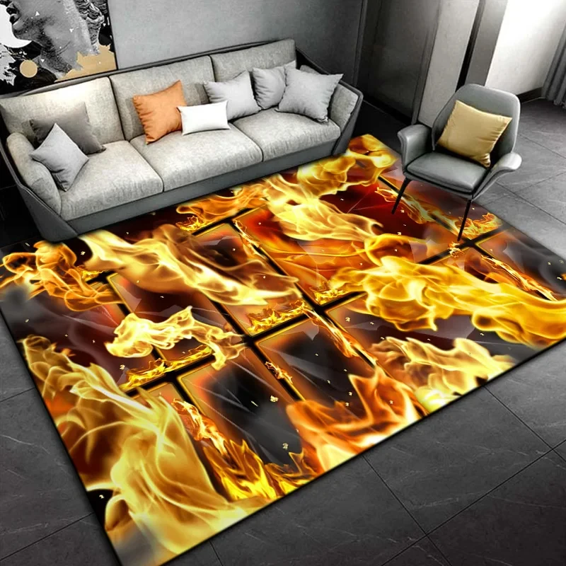 Gorgeous Flame Pattern Carpet Fire Art Rug for Living Room Bedroom Area ...