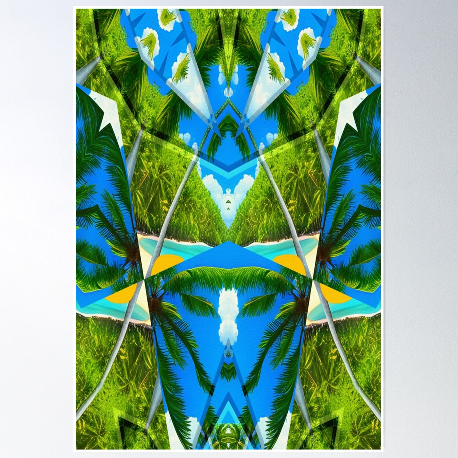 Gorgeous Geometric Patchwork Painting Of Exotic Summer Vacations: Blue ...