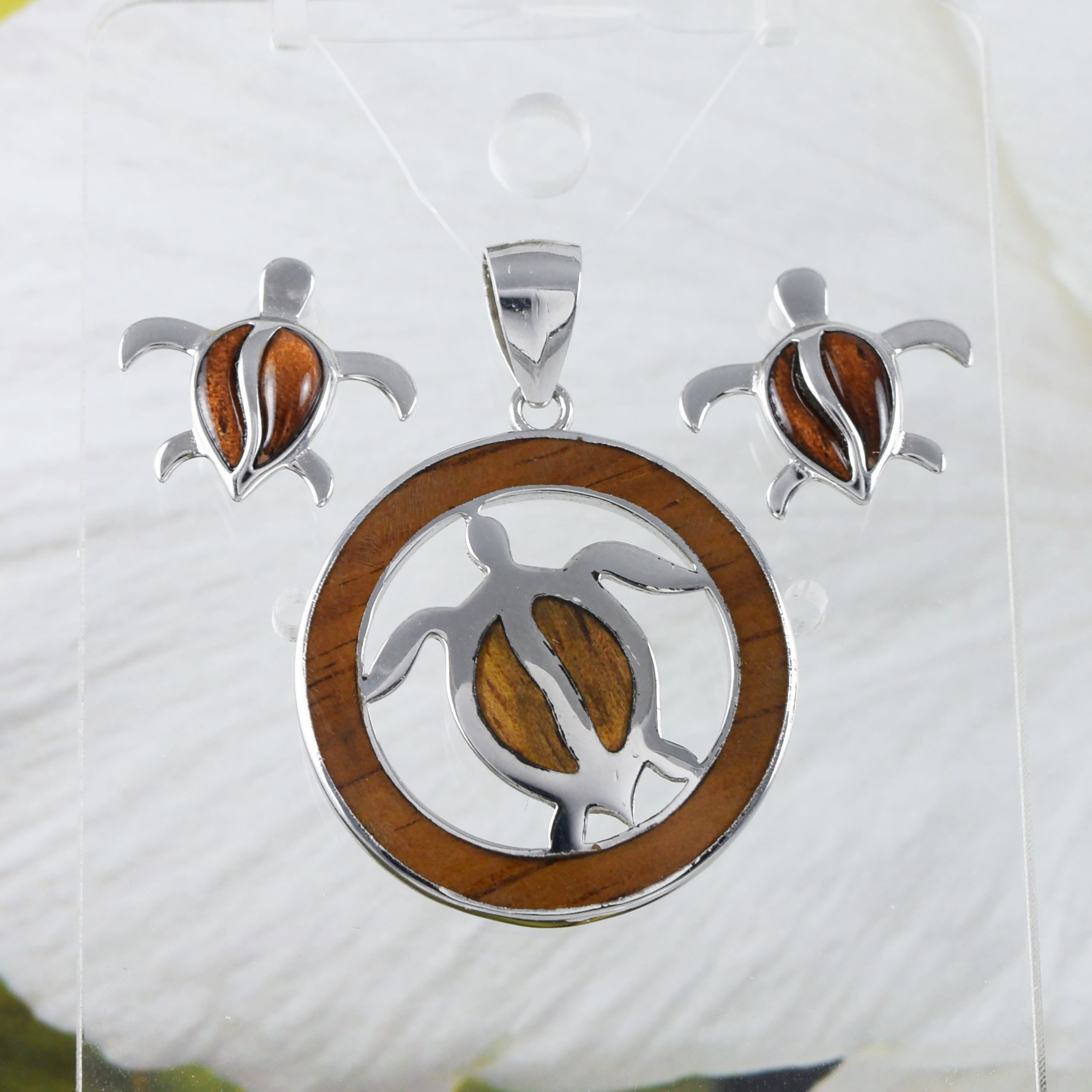 Gorgeous Hawaiian Genuine Koa Wood Sea Turtle Earring and Necklace ...