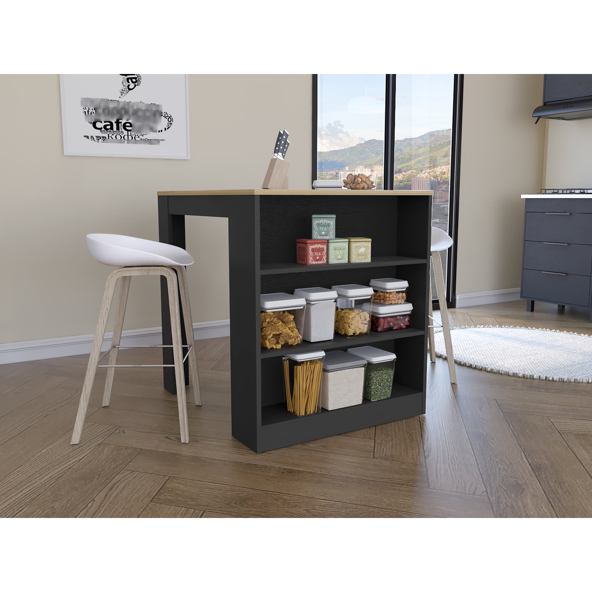 Gorgeous Kitchen Counter Dining Table With Two Legs And Three Side ...