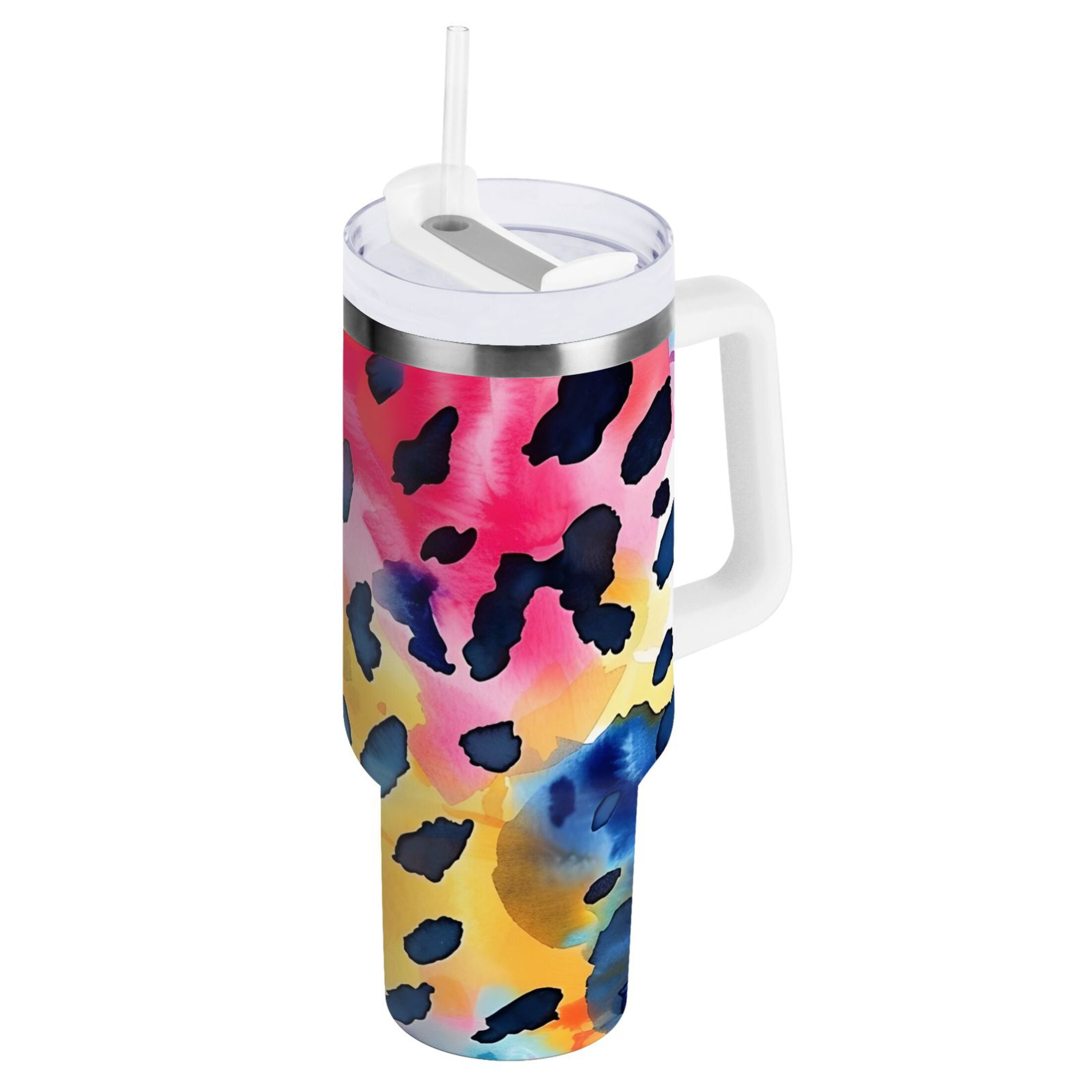 Gorgeous Leopard 40 oz Tumbler with Handle and Straw Lid Vacuum ...