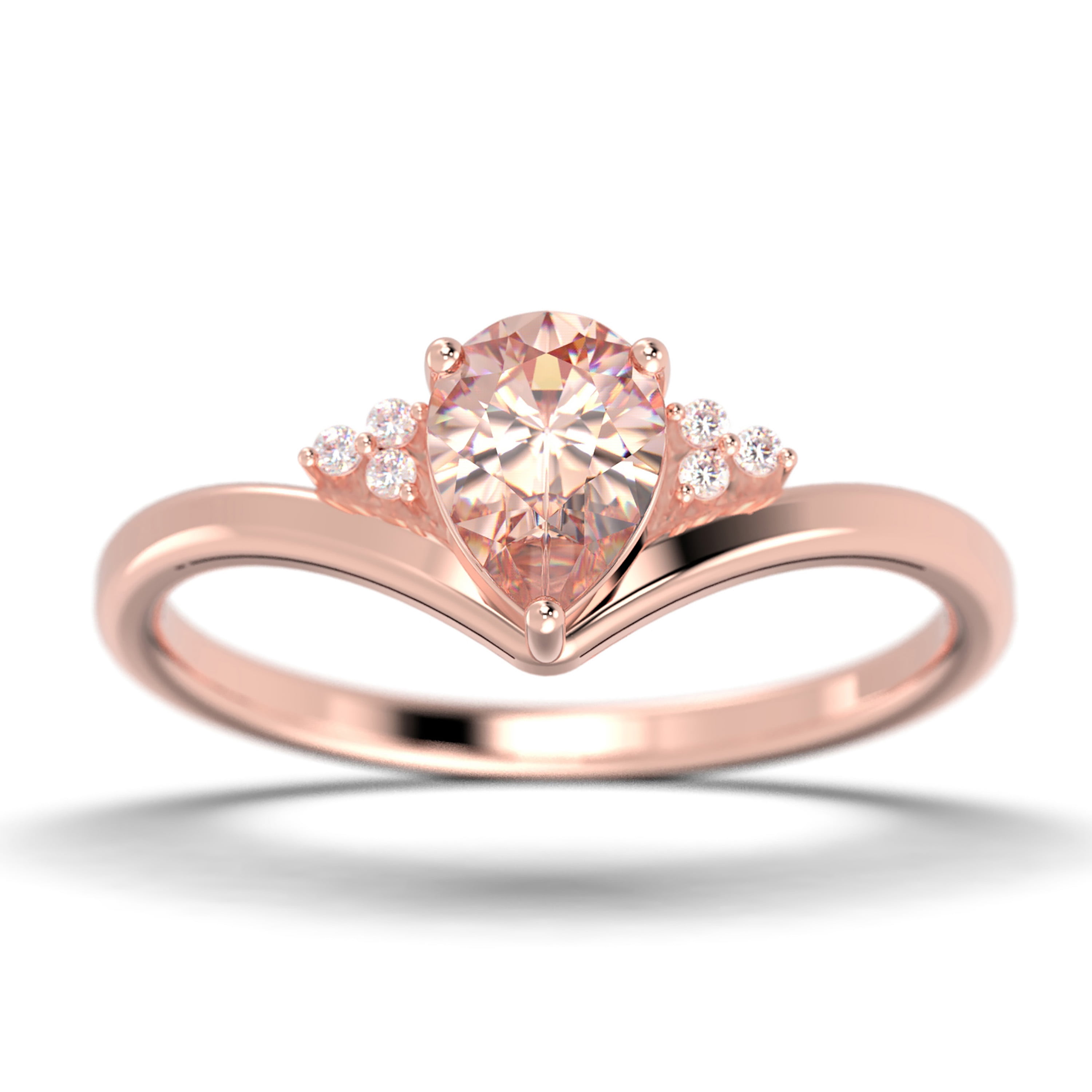 Gorgeous Minimalist 1.25 Carat Pear Cut Morganite And Diamond ...