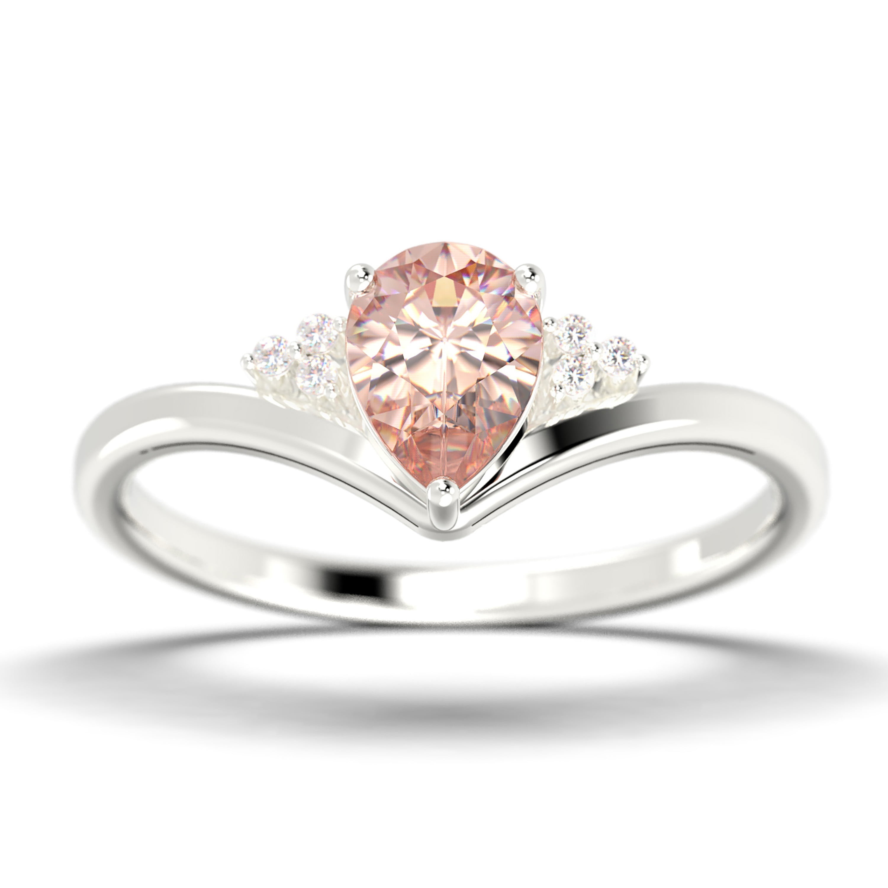 Gorgeous Minimalist 1.25 Carat Pear Cut Morganite And Diamond ...