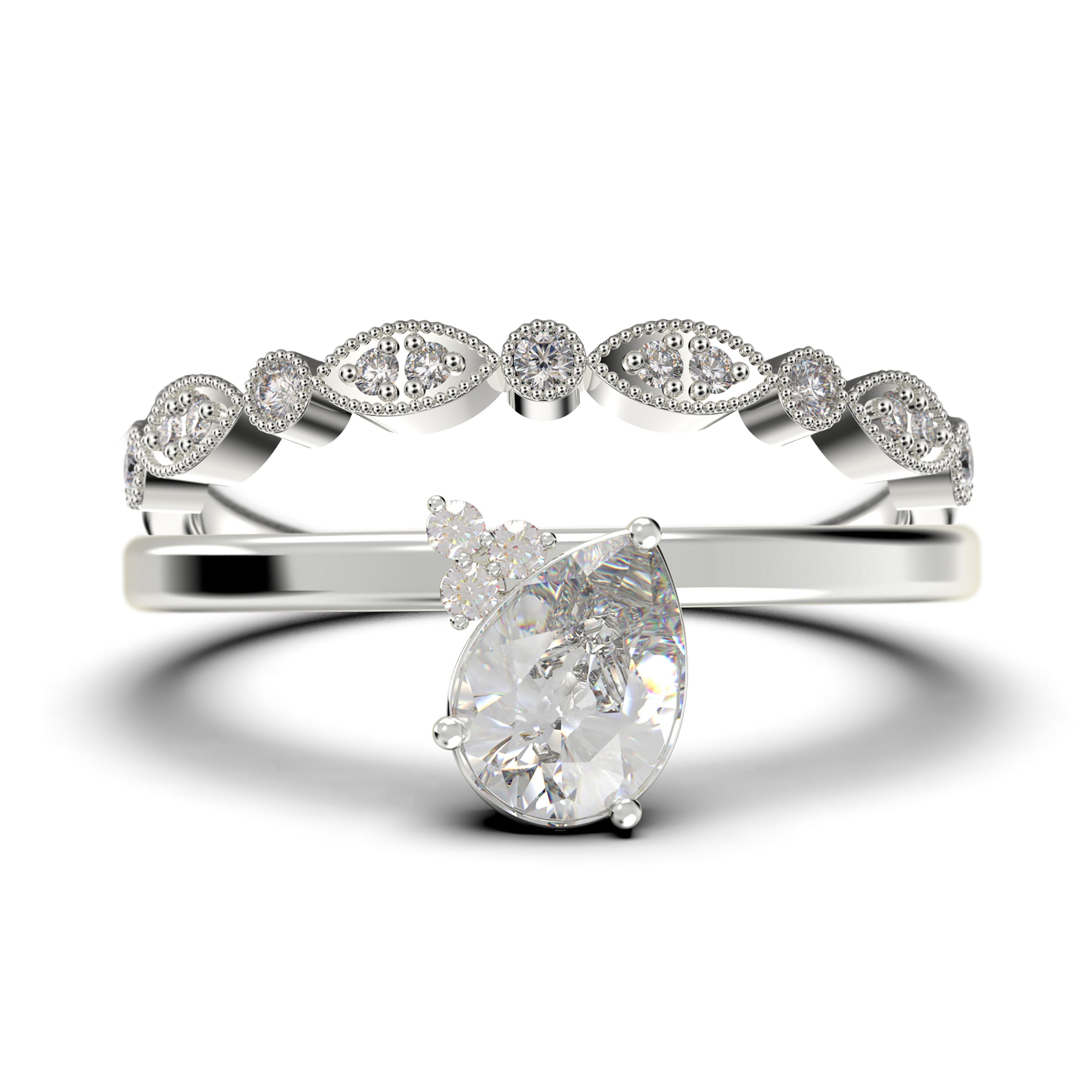 Gorgeous Minimalist 1.65 Carat Pear Cut Classic Diamond Moissanite Engagement Ring, Wedding Ring ...