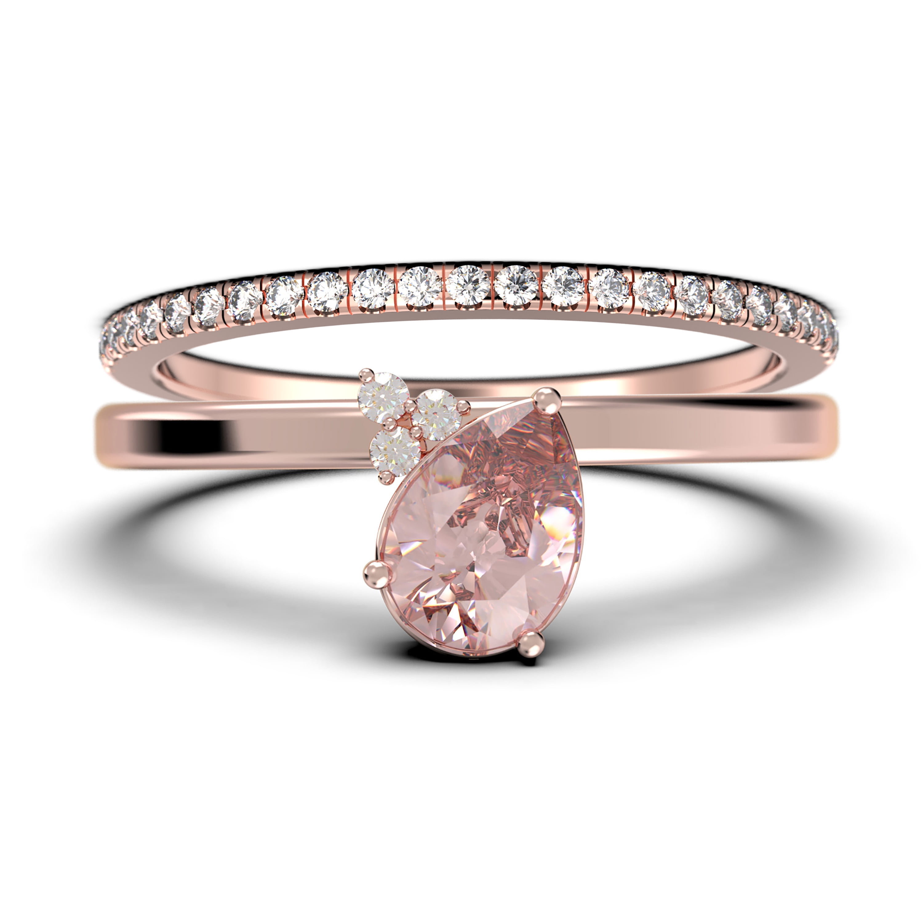 Gorgeous Minimalist 1.65 Carat Pear Cut Classic Morganite And Diamond Moissanite Engagement Ring ...