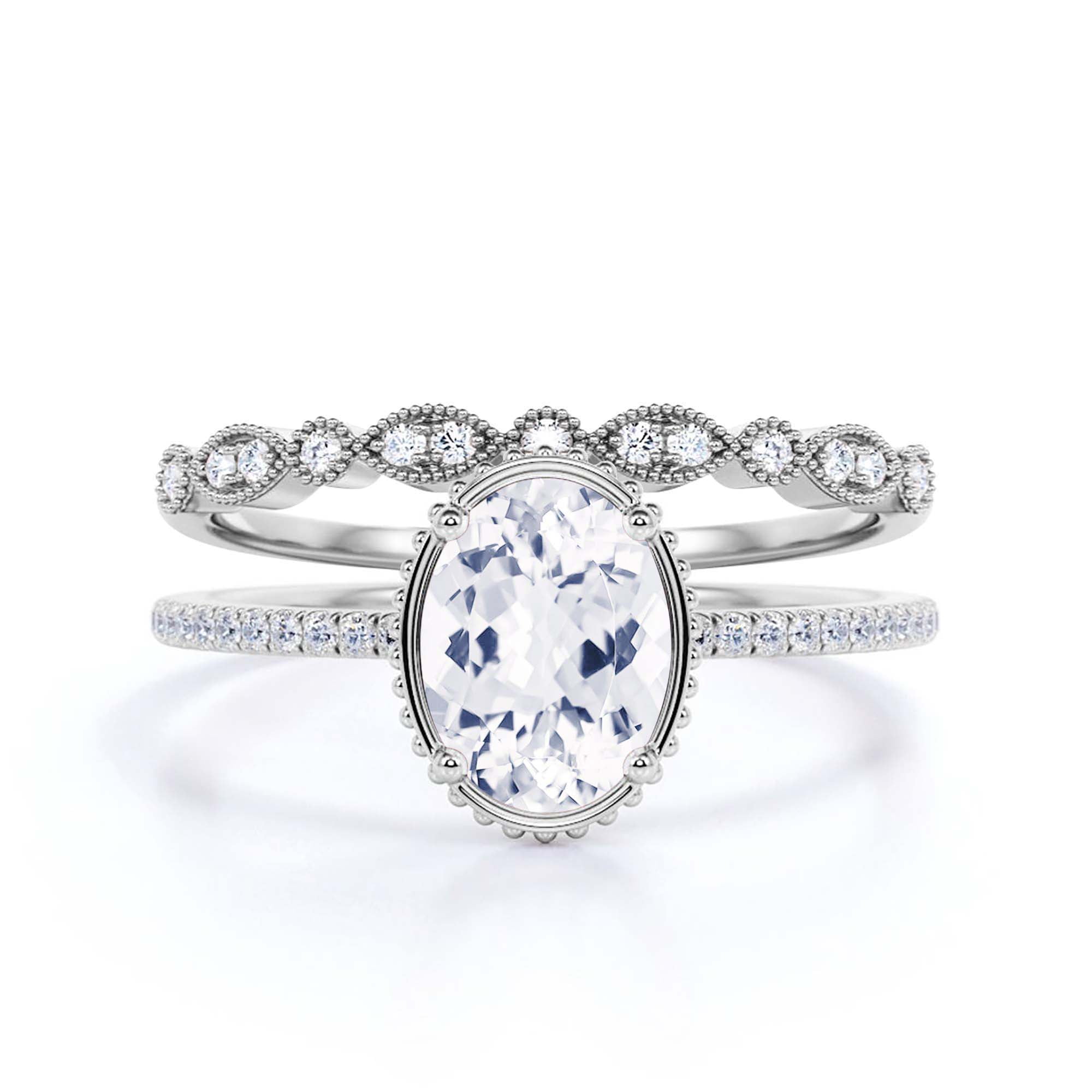 Gorgeous Minimalist 2.00 Carat Oval Cut Diamond Moissanite Engagement Ring, Floral Wedding Ring ...