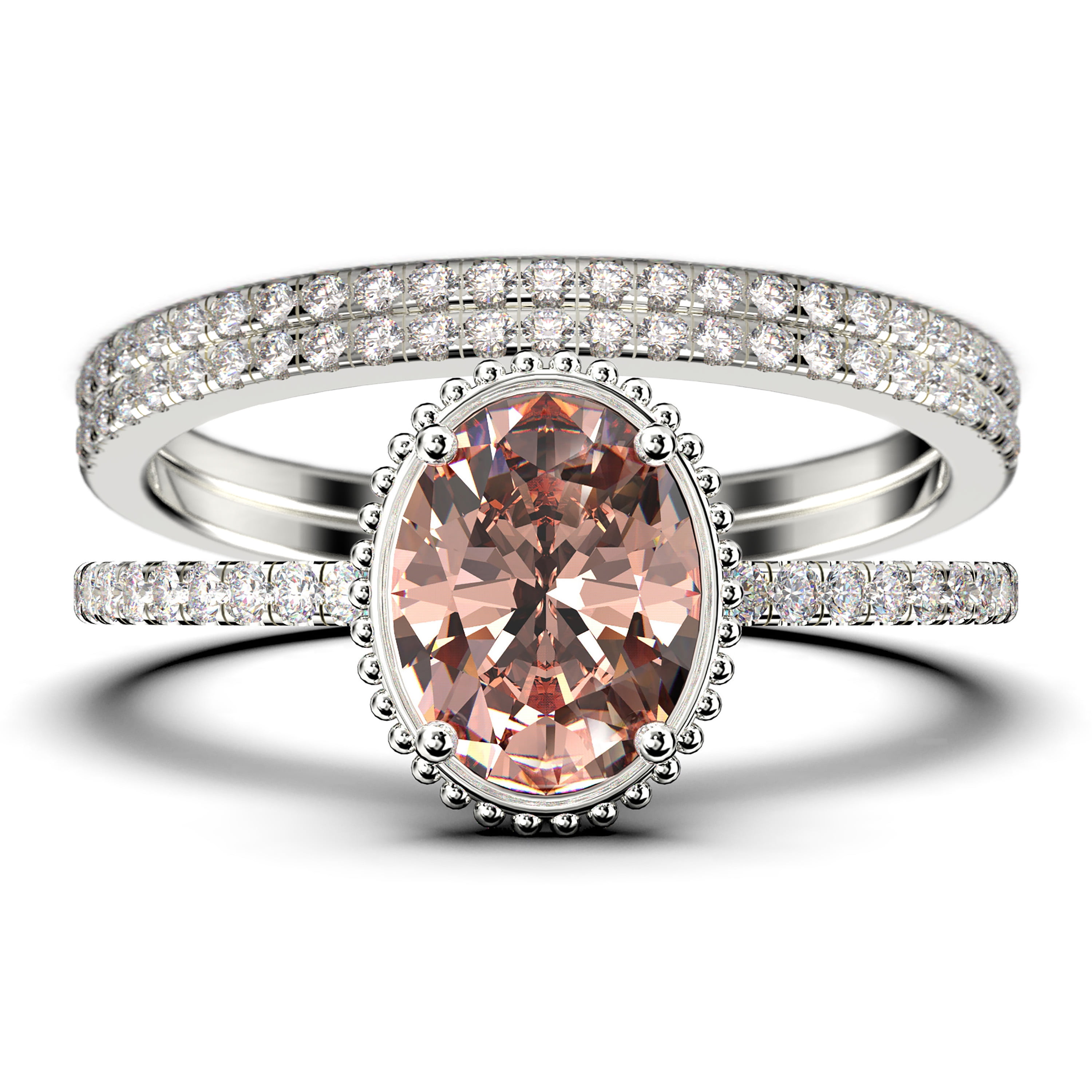 Gorgeous Minimalist 2.50 Carat Oval Cut Morganite And Diamond ...
