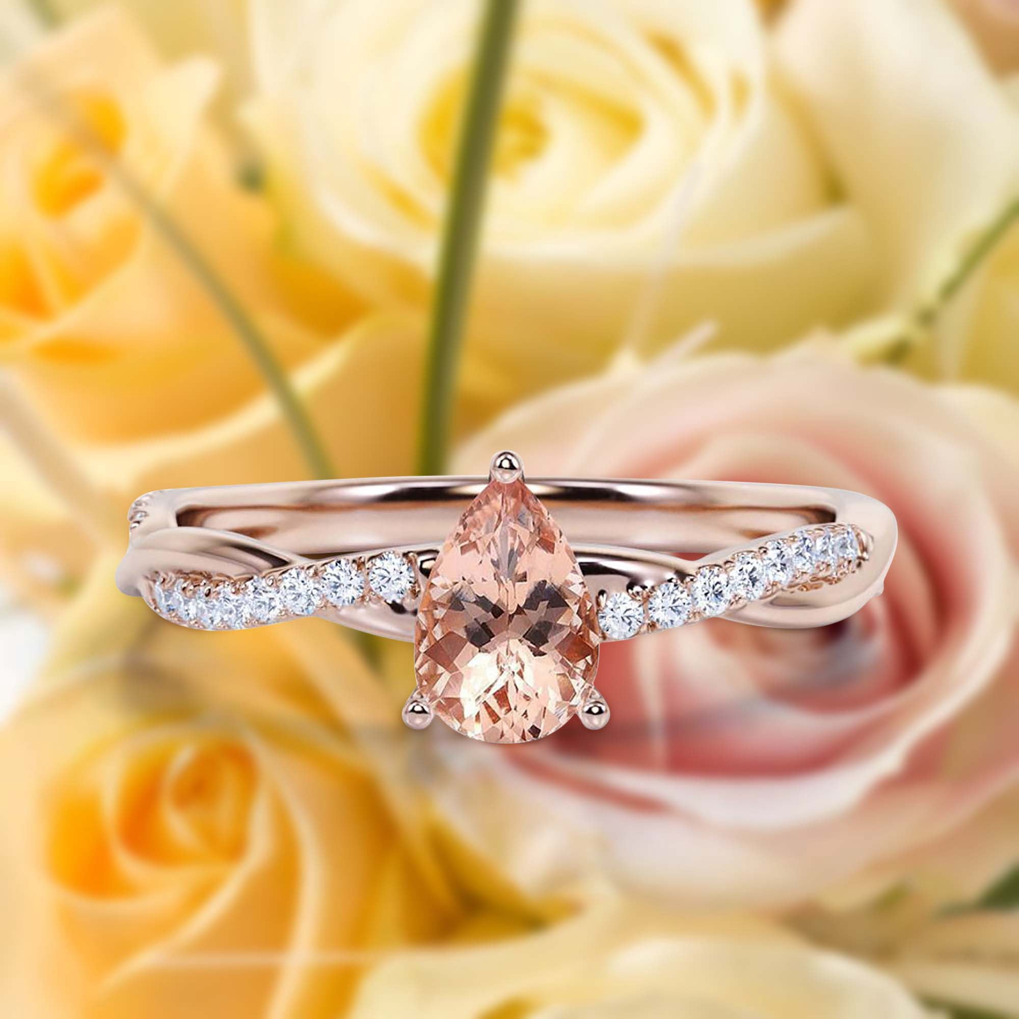 Gorgeous Minimalist Art Deco 1.25 Carat Pear Cut Authentic Morganite ...